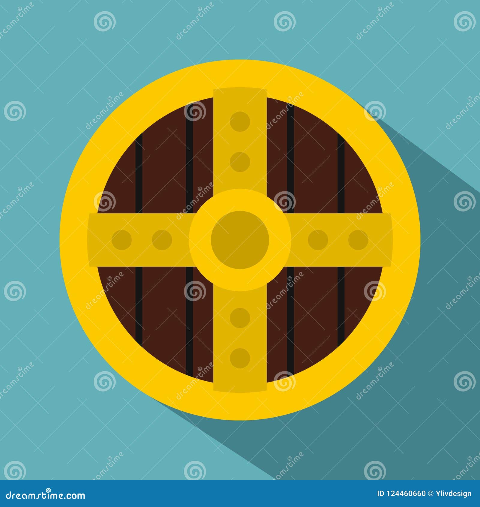 Round Protective Shield Icon, Flat Style Stock Illustration ...