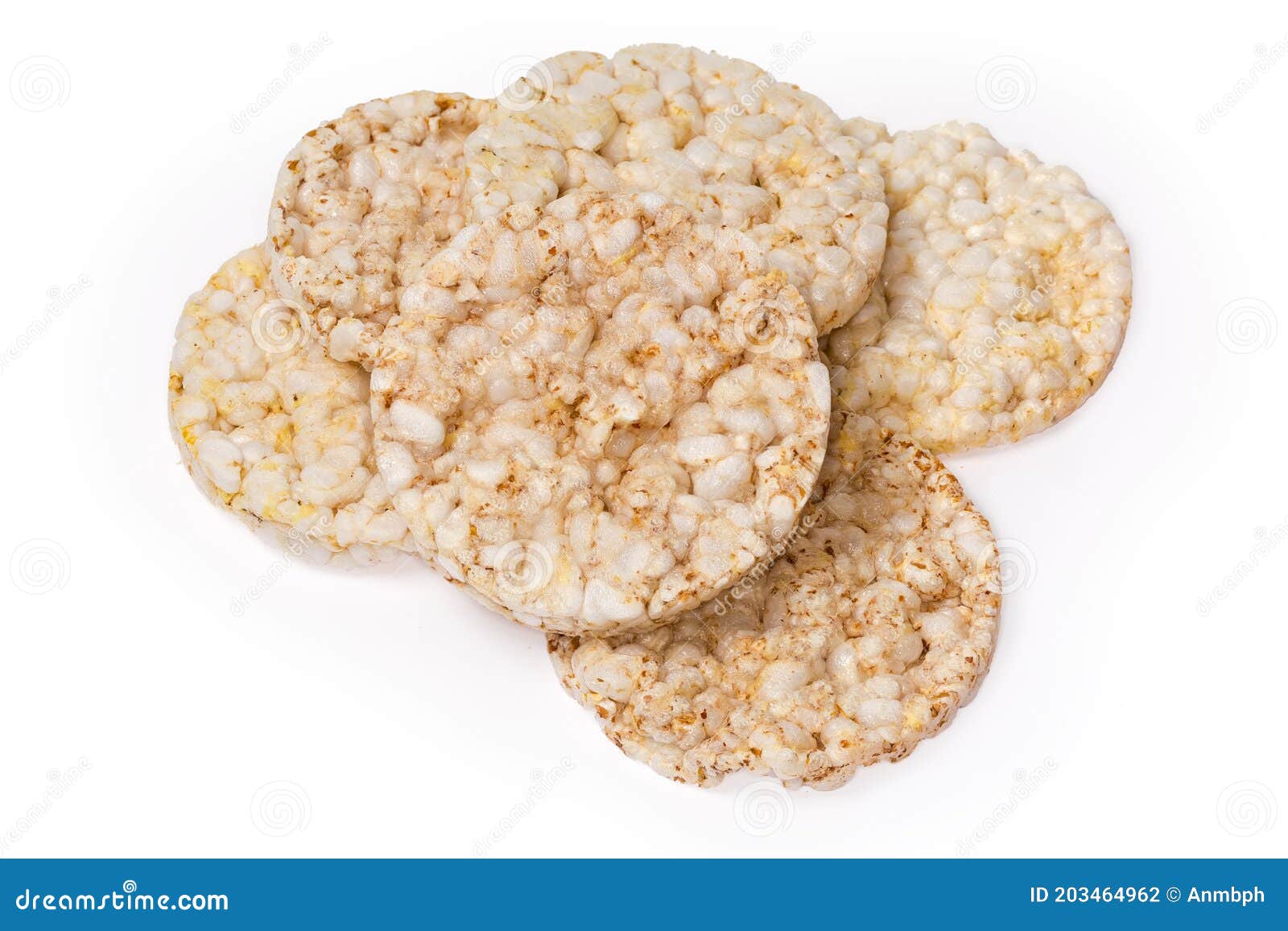 Round Puffed Multi-grain Crispbreads on a White Background Stock Photo ...