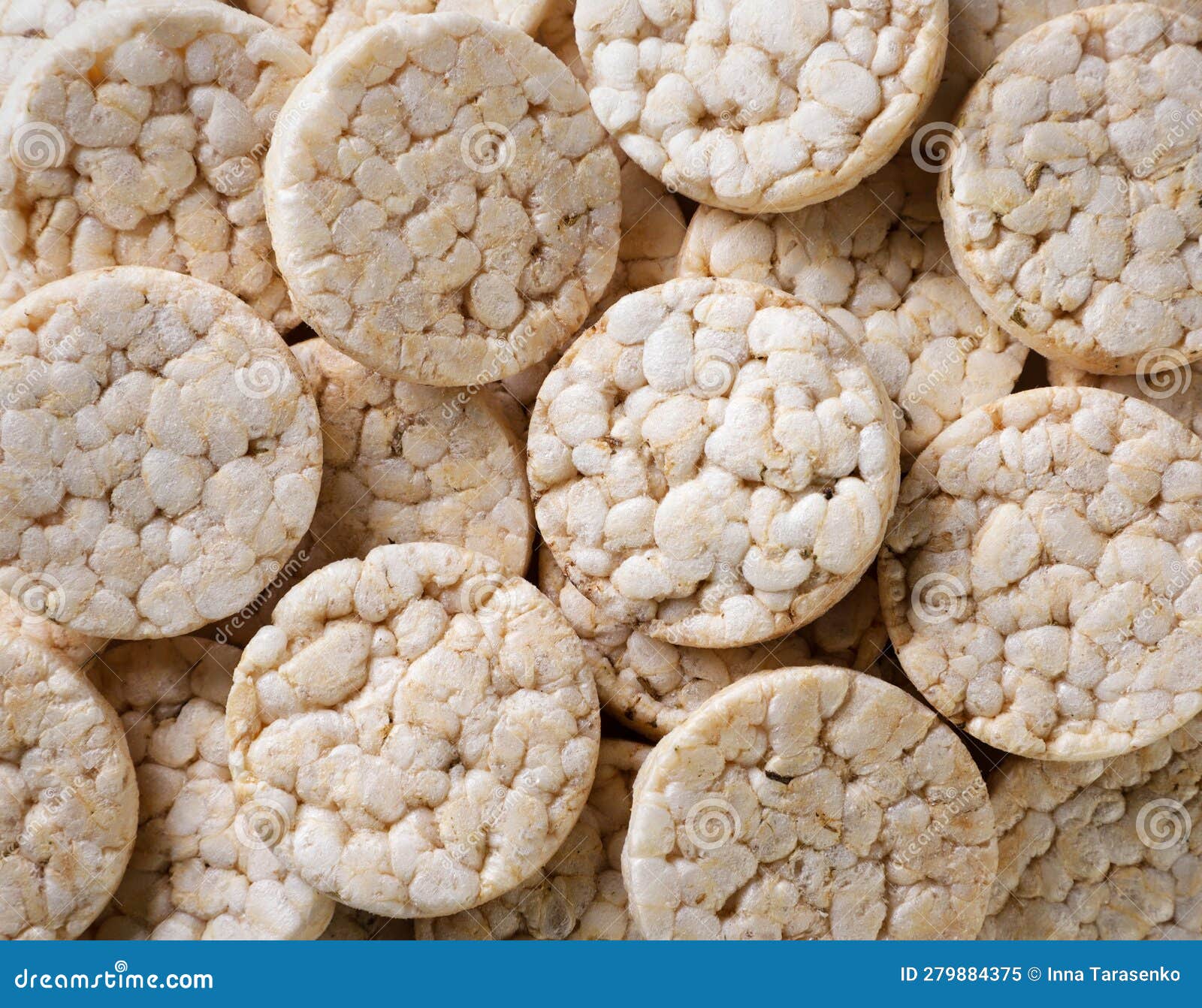 Round Puffed Rice Cakes, Background. Top View Stock Image - Image of ...
