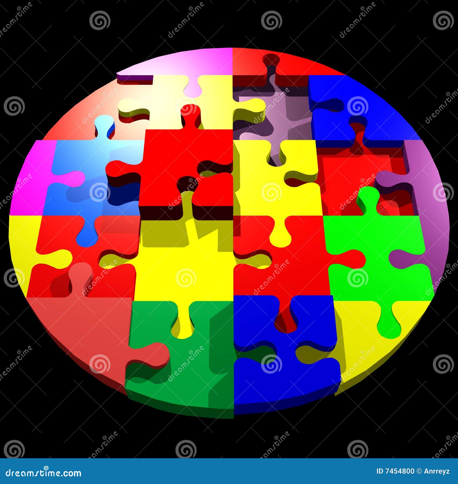 Round puzzle stock illustration. Illustration of jigsaw - 7454800