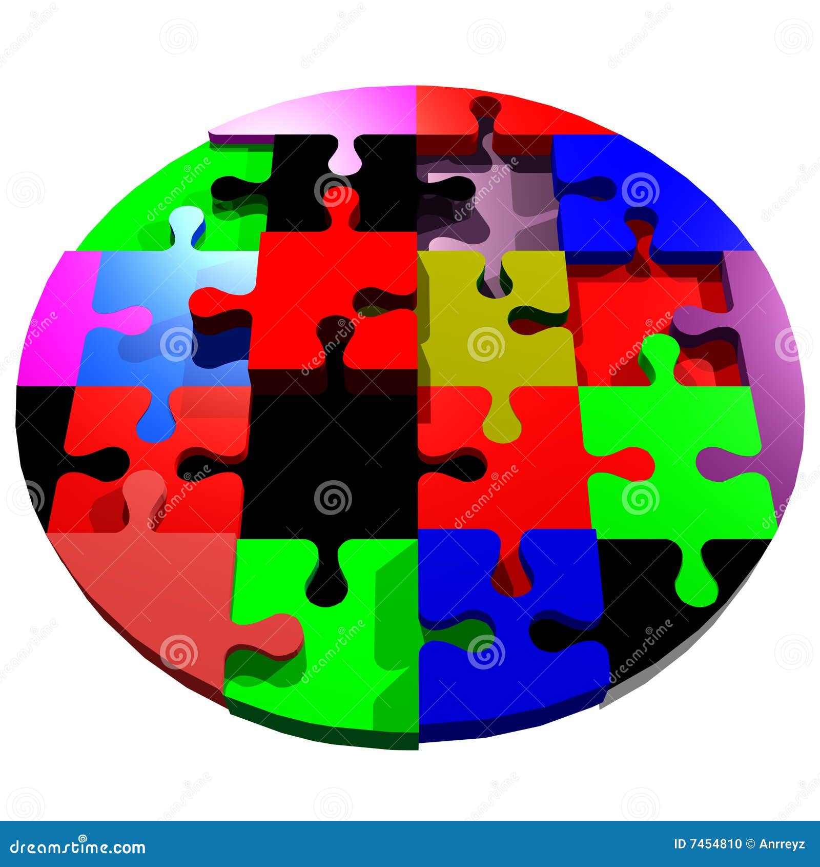 Round puzzle stock illustration. Illustration of leadership - 7454810