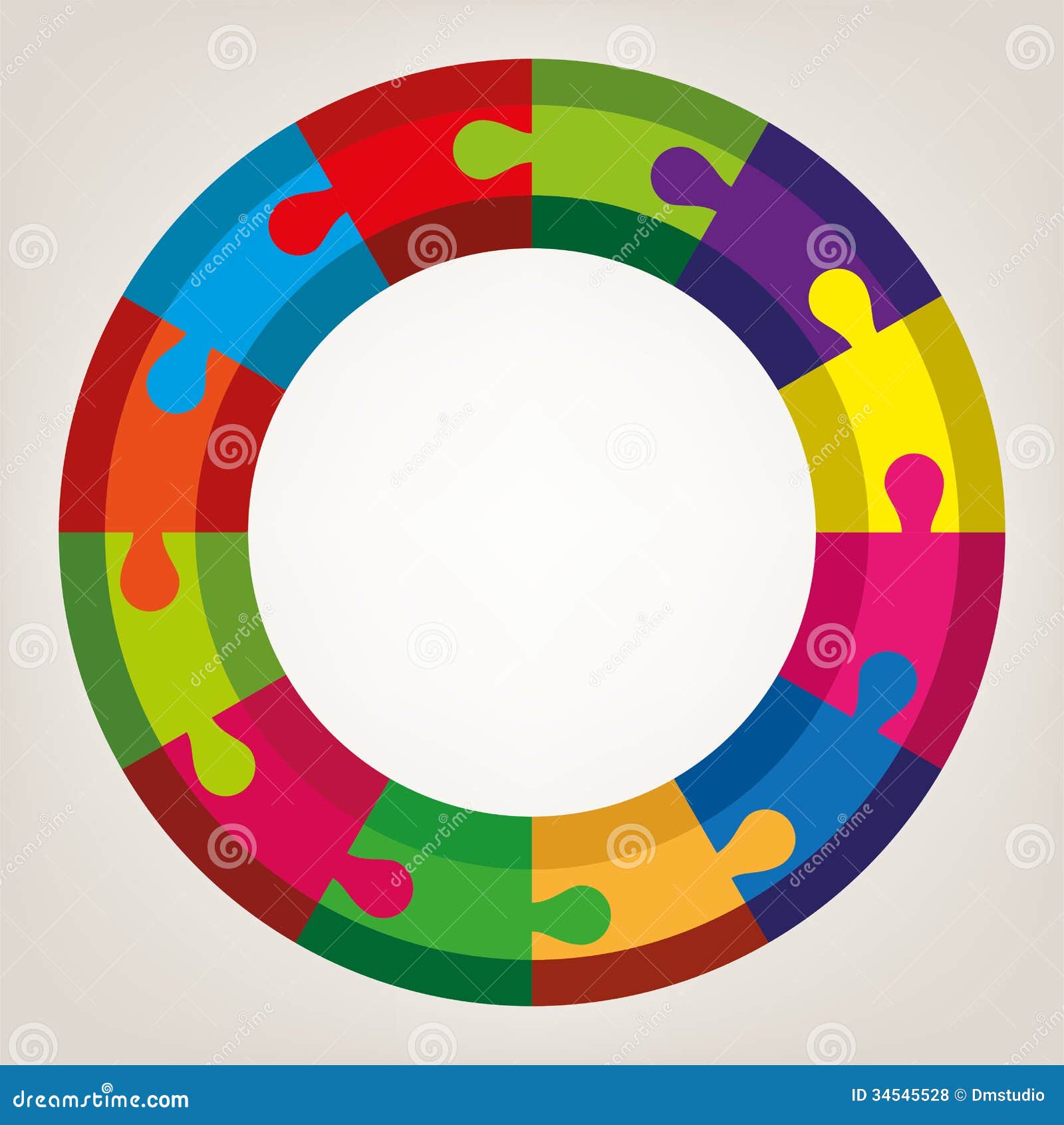 Round Puzzle Of Triangular Colored Sectors, Vector Template ...