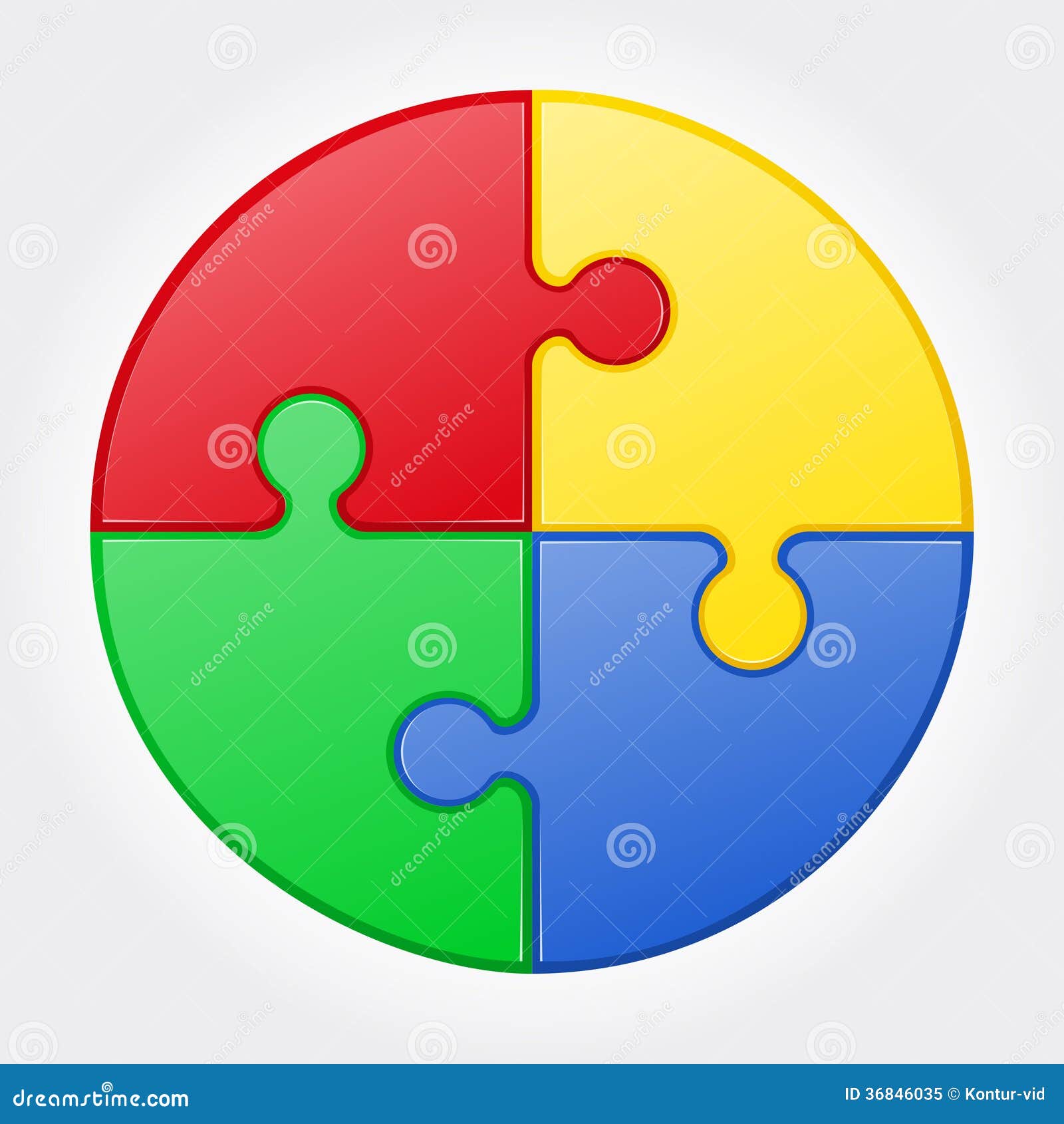 Round Puzzle Of Triangular Colored Sectors, Vector Template ...