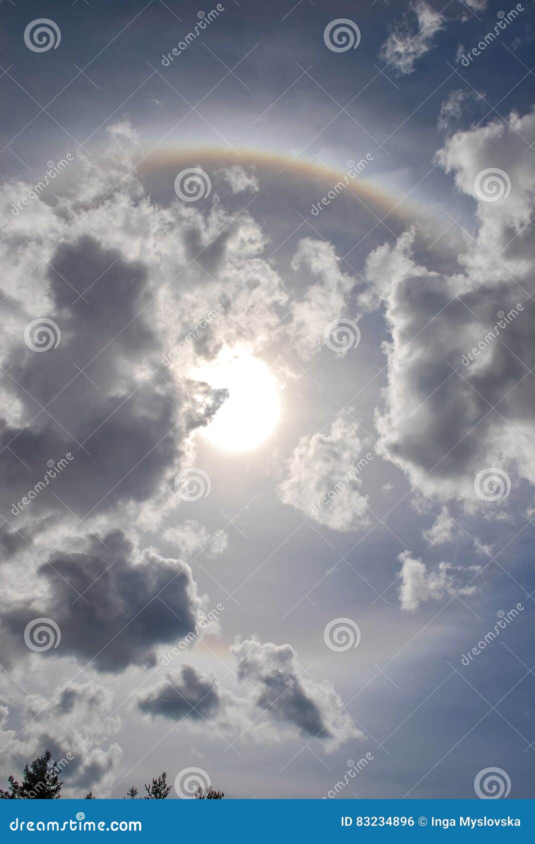 Round Rainbow With Sun And Clouds Stock Photo - Image of crystal ...