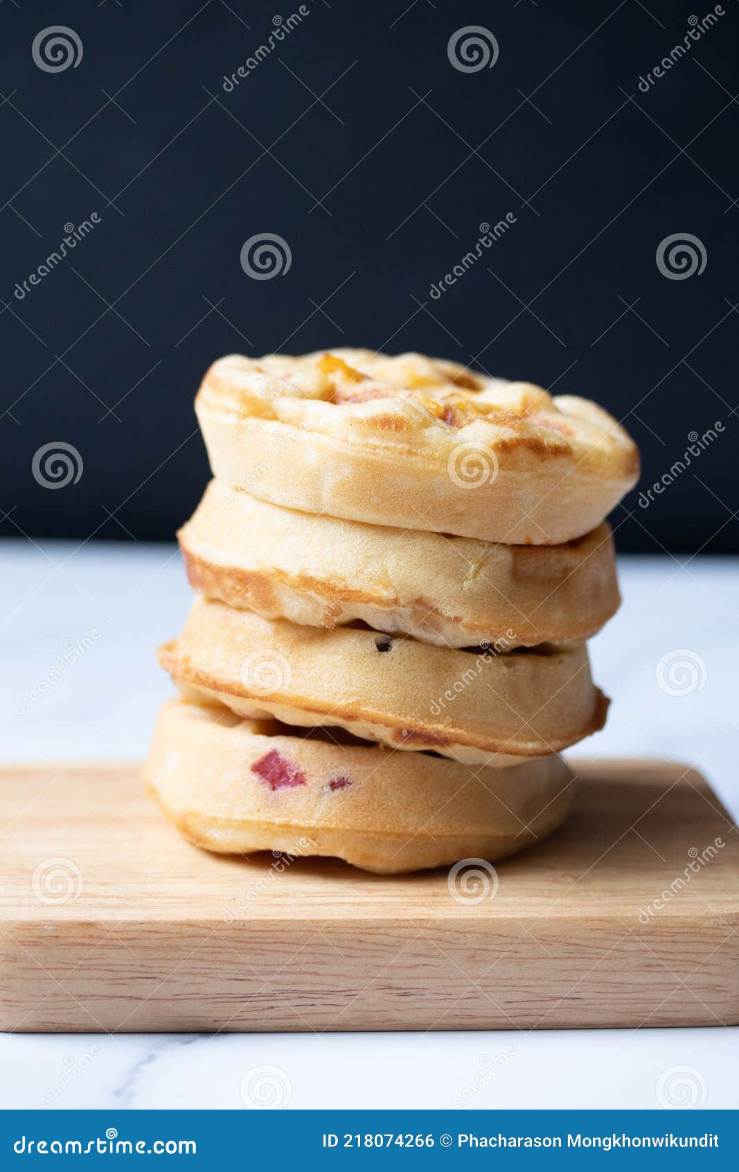 Round Raisin Waffles on White Background Stock Photo - Image of brown ...