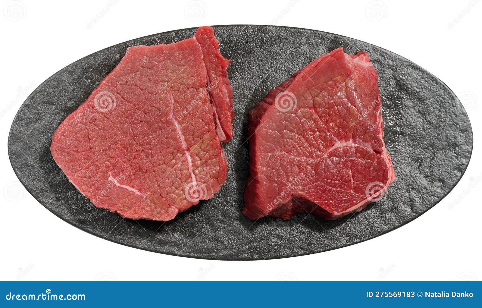Round Raw Beef Steak on a White Isolated Background Stock Image - Image ...