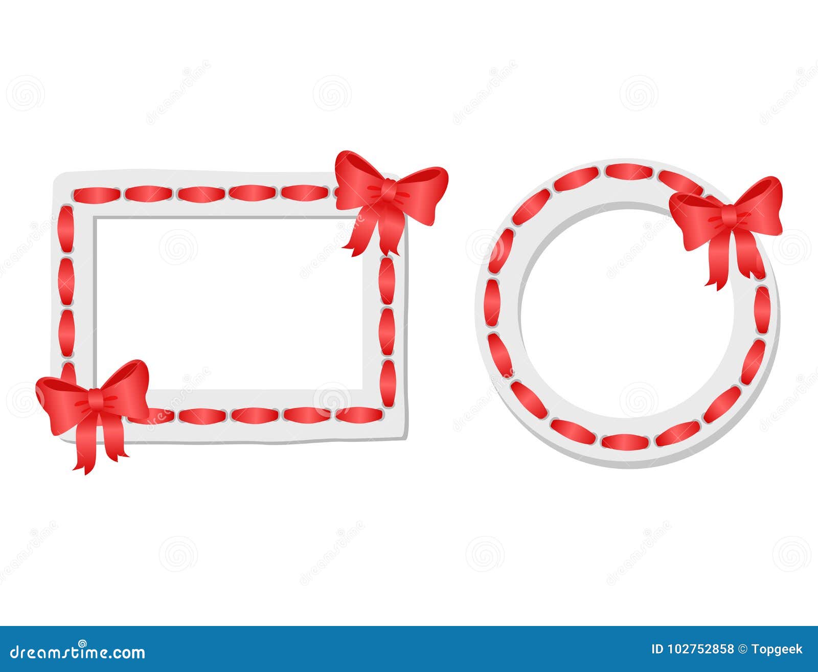 Round and Rectangular Frames with Red Tape and Bow Stock Vector ...