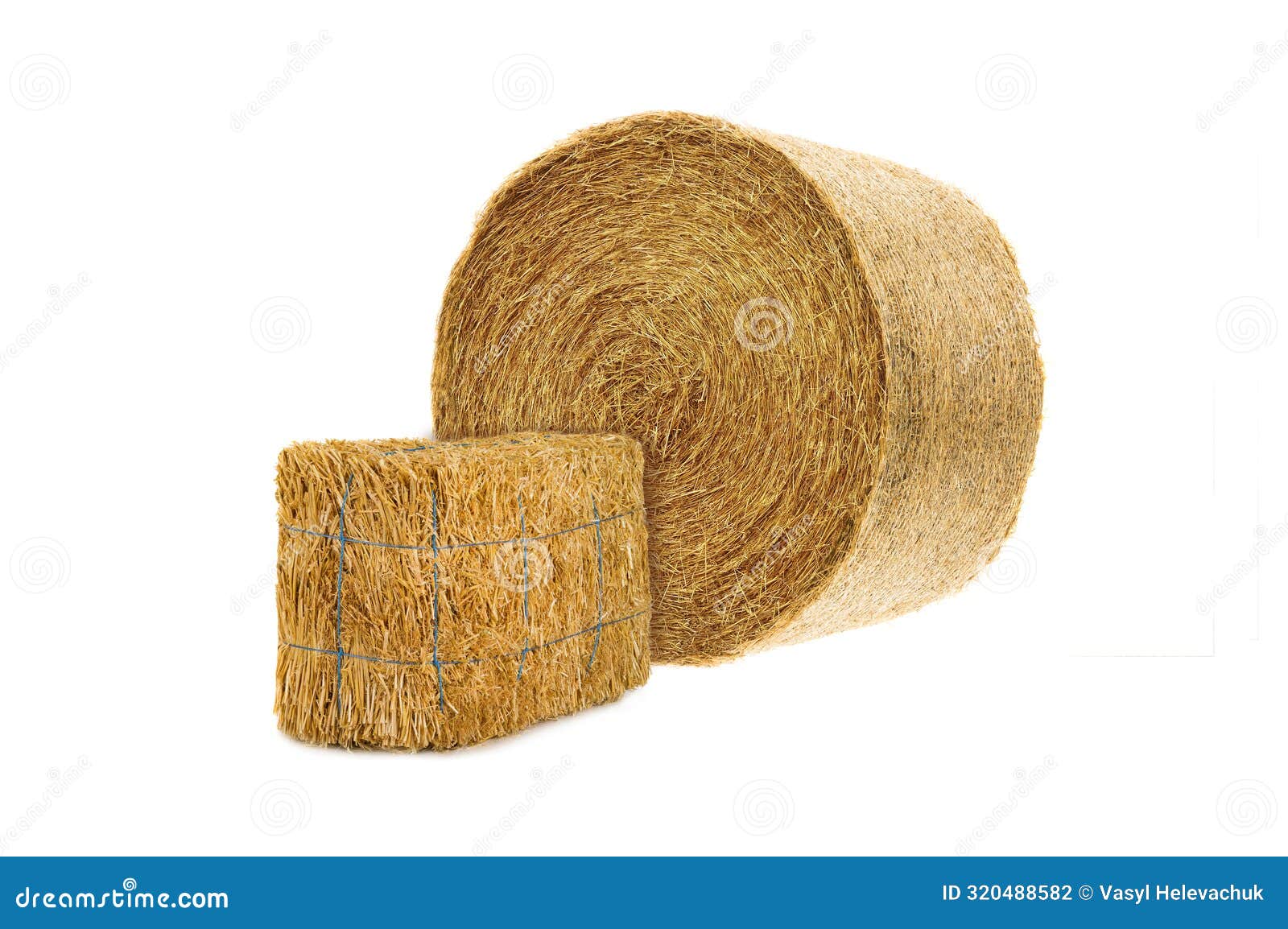 Round and Rectangular Hay Bale Isolated Stock Photo - Image of forage ...