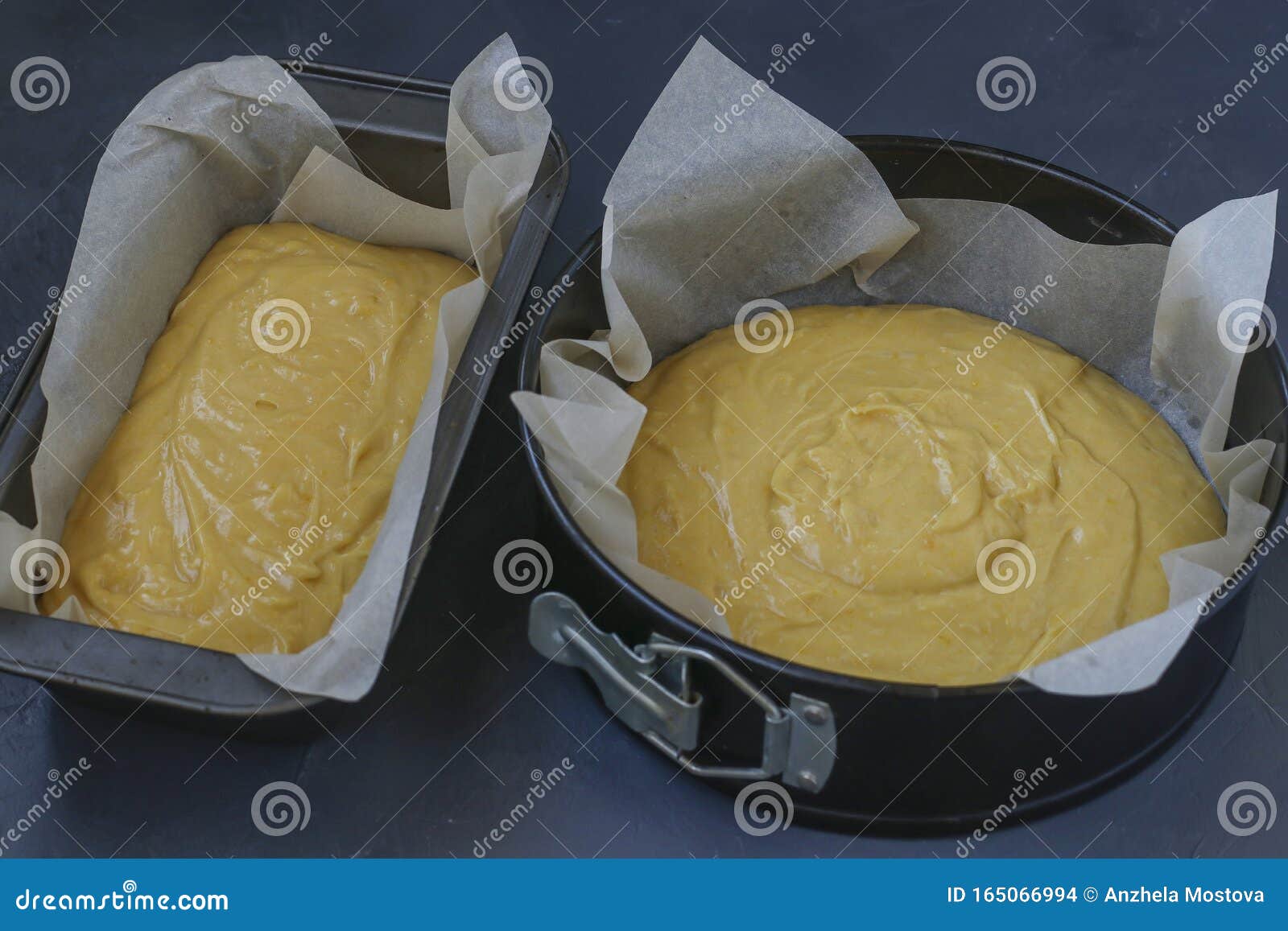 Round and Rectangular Shapes are Laid with Parchment Paper with Biscuit ...