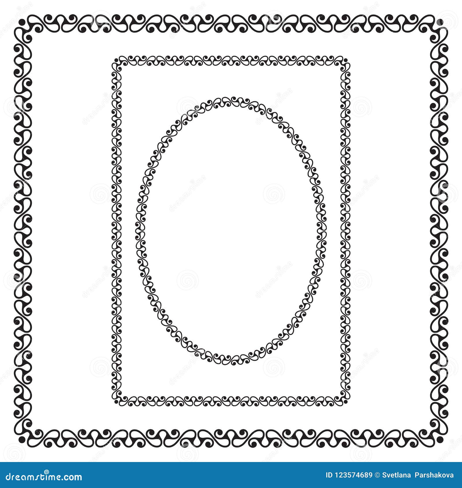 Round, Rectangular and Square Black Borders Stock Vector - Illustration ...
