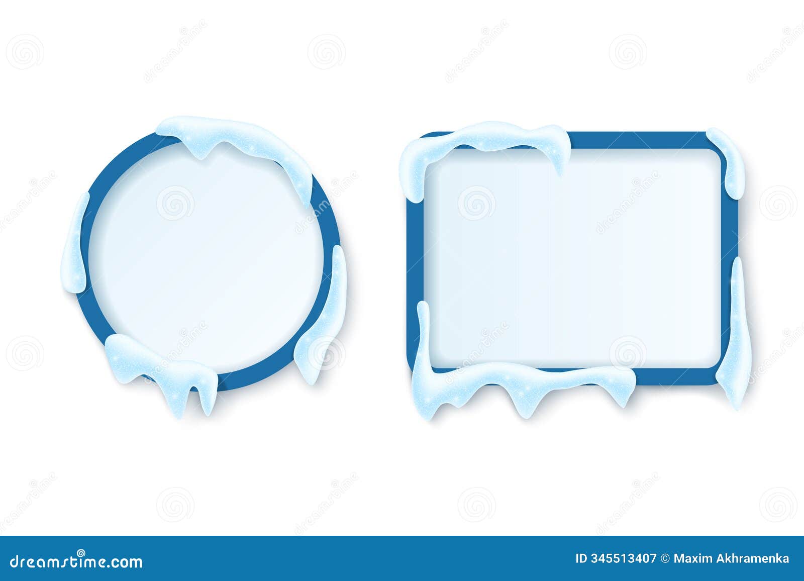 Round and Rectangular Winter Snow Frames. Vector Illustration Stock ...
