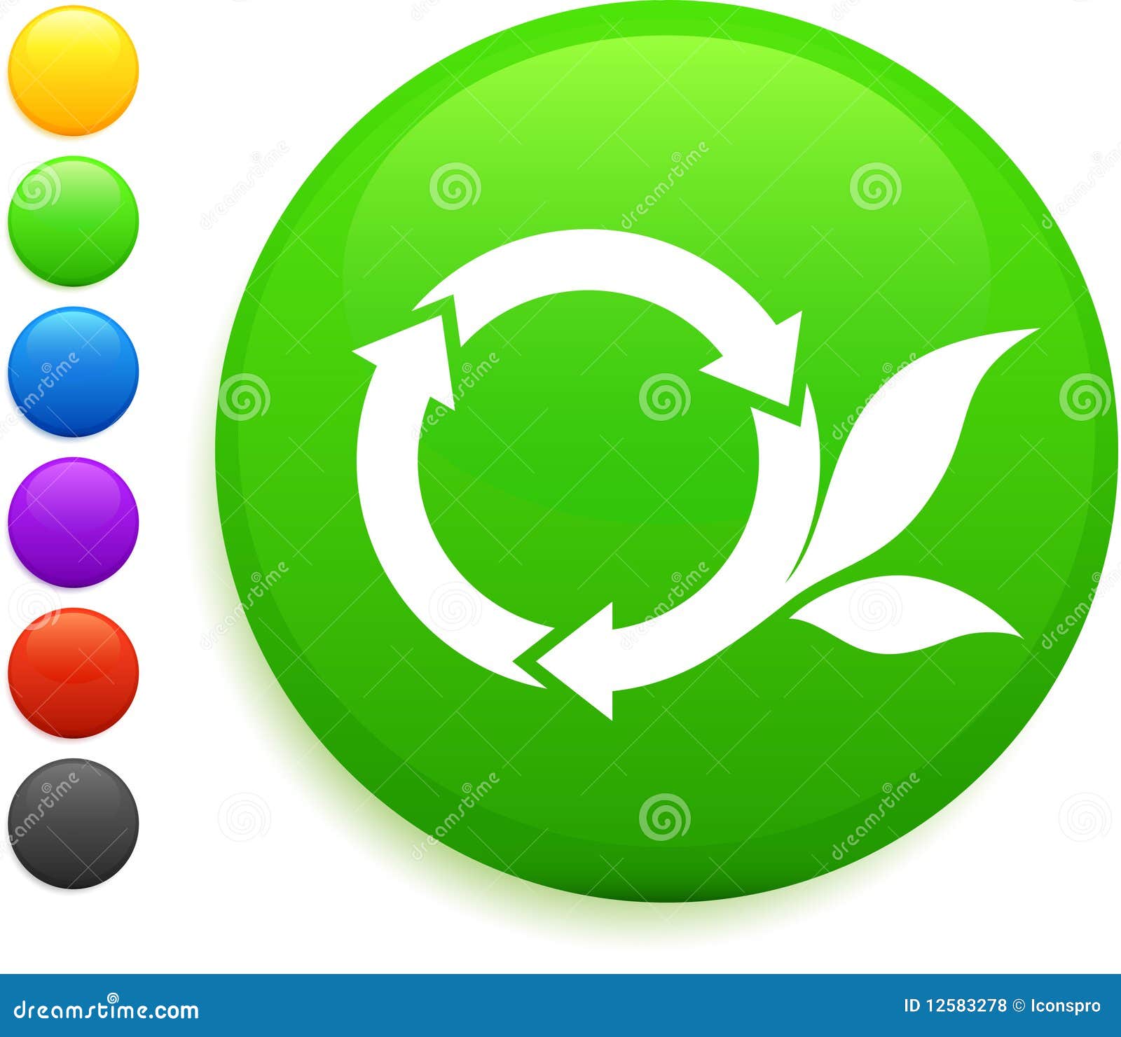 Round Recycle Icon on Round Internet Button Stock Illustration ...