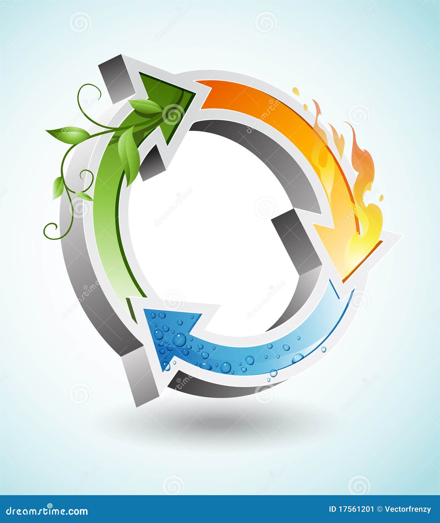 Round Recycle Symbor with Earths Elements Stock Vector - Illustration ...