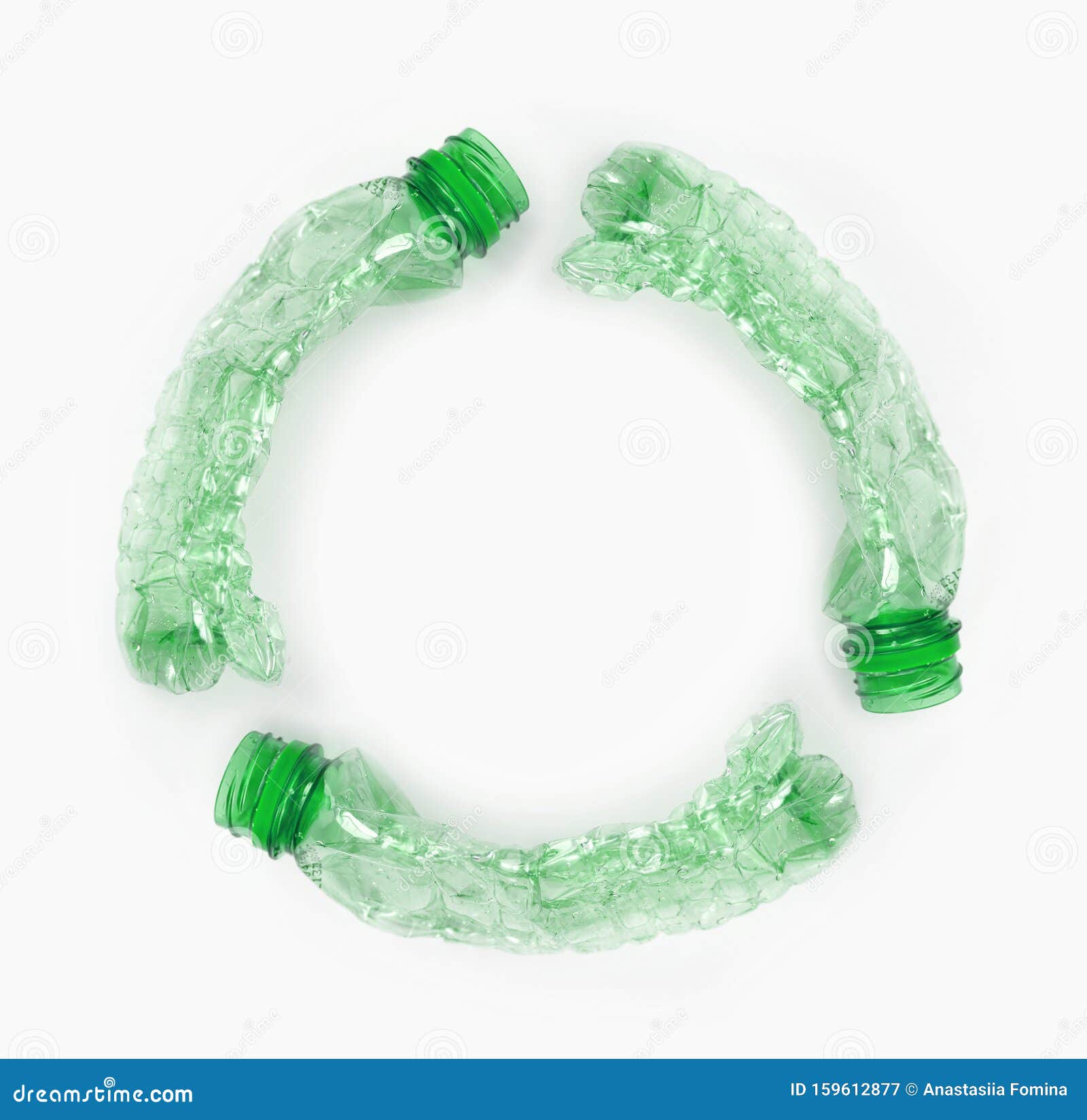 Round Recycling Icon From Empty Green Plastic Bottles On White ...