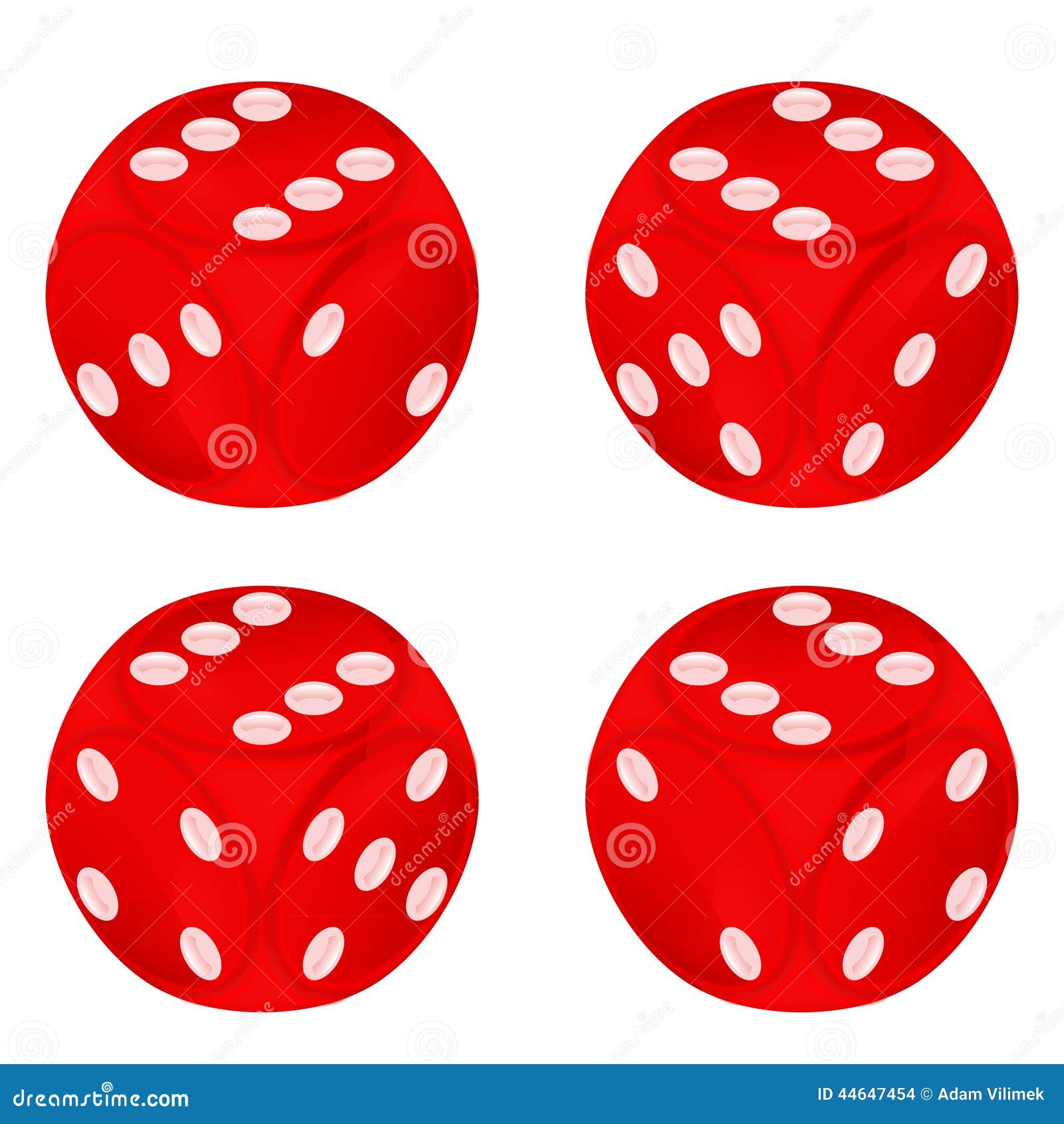 Round Red Dice Object Set Isolated Stock Vector - Image: 44647454