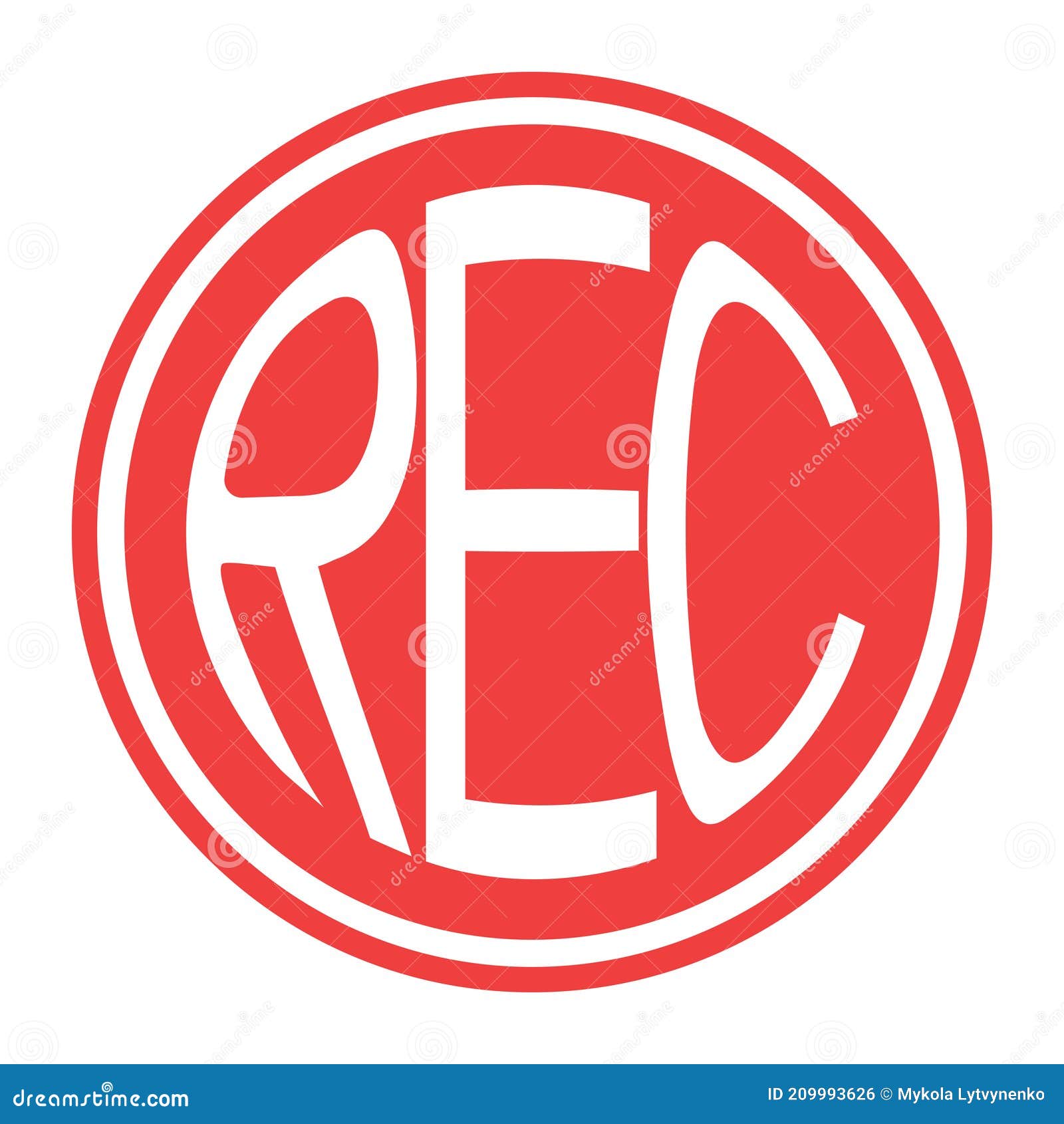 Round Red Icon Rec Button Vector Record Button with Text Rec Stock ...