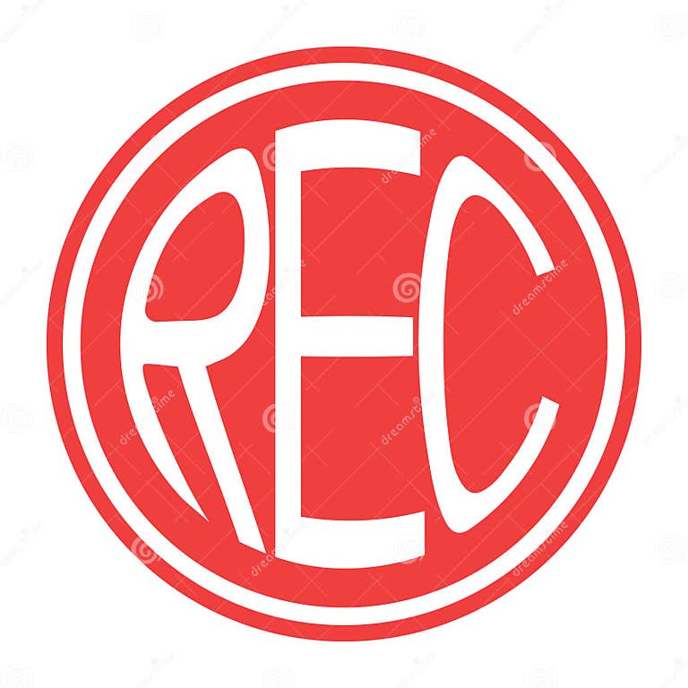 Round Red Icon Rec Button Vector Record Button with Text Rec Stock ...