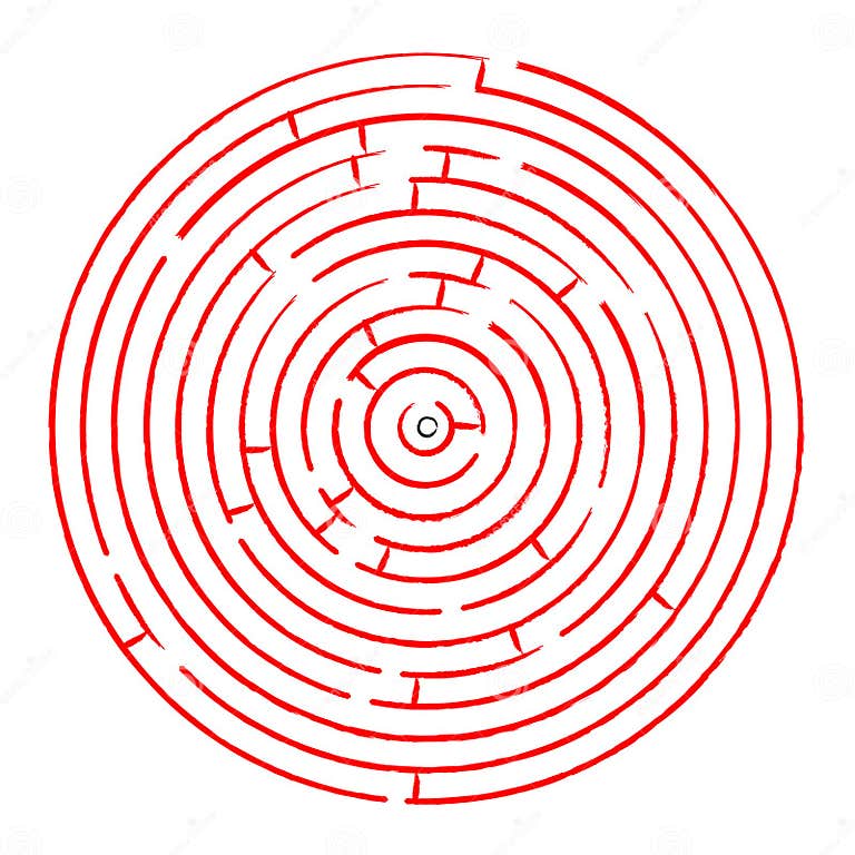 Round Red Maze Against White Stock Vector - Illustration of labyrinth ...