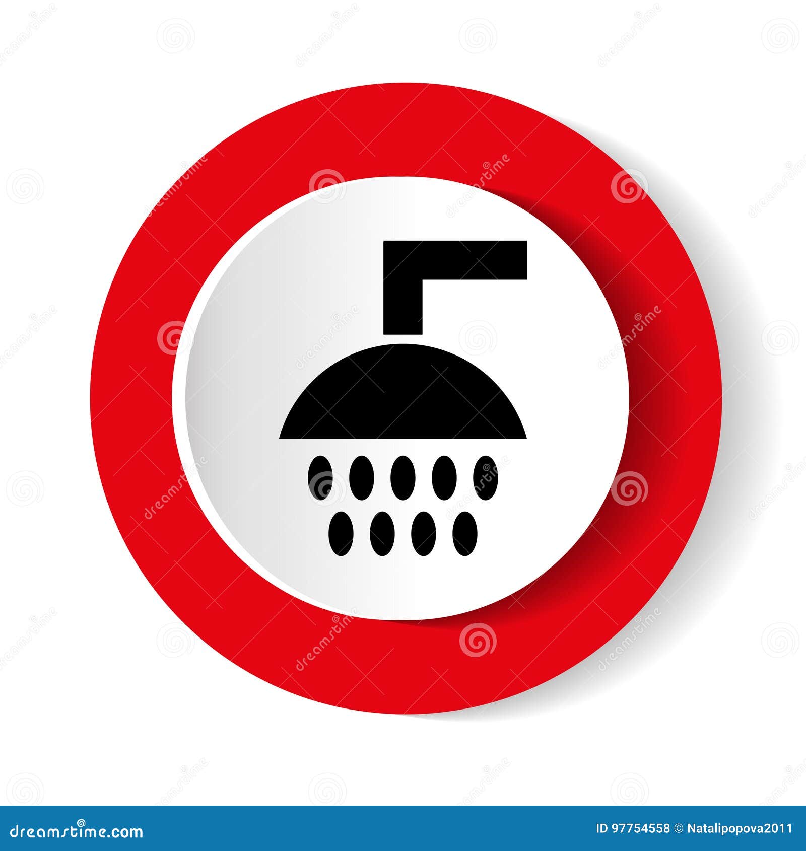 Round Red Shower Icon. Vector Illustration Stock Vector - Illustration ...