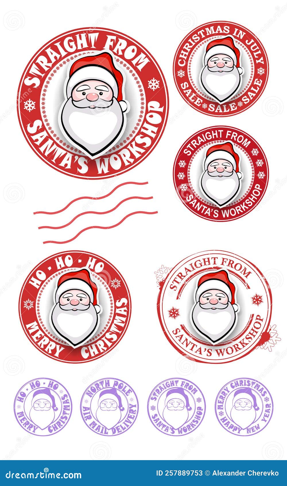 Round Red Stamp with Santa Claus, Christmas Set, Design Element Stock ...