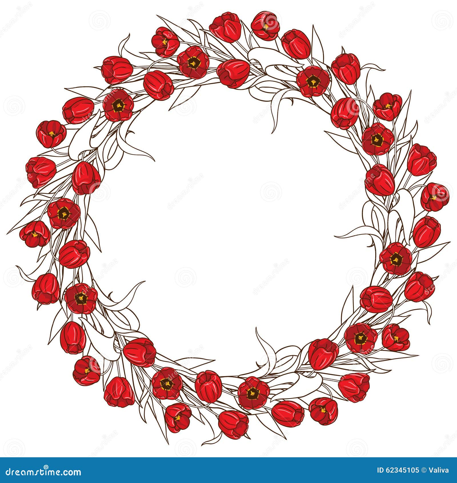 Round Red Tulips Frame stock vector. Illustration of frame - 62345105