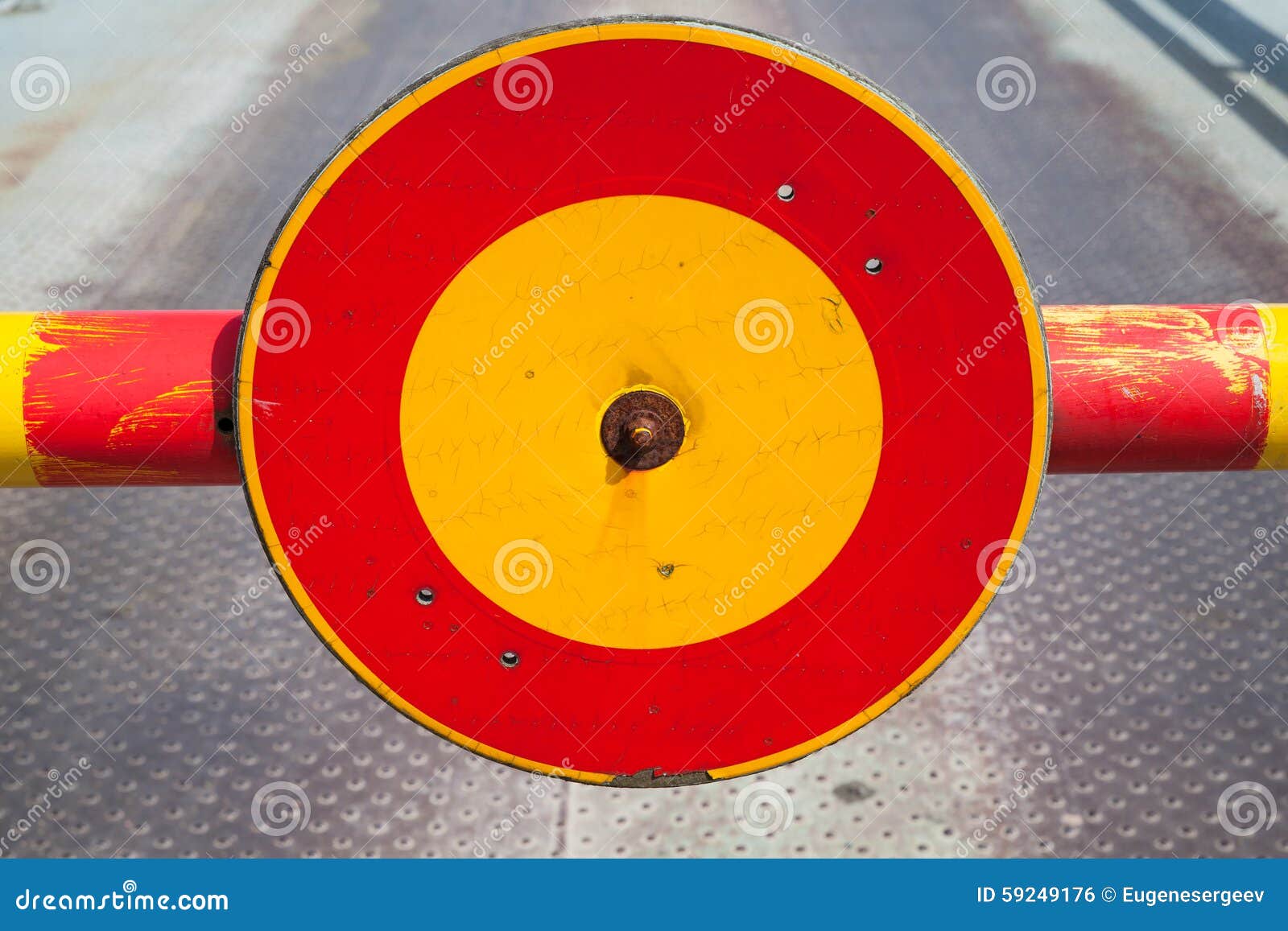 Round Red and Yellow Stop Sign on Turnpike Stock Photo - Image of stop ...
