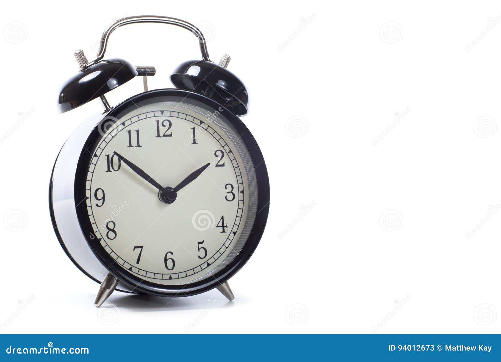 Round Retro Black Alarm Clock with Bells Stock Image - Image of ...