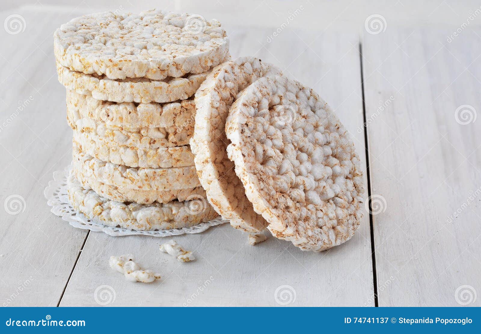 Round rice cakes stock image. Image of bread, health - 74741137