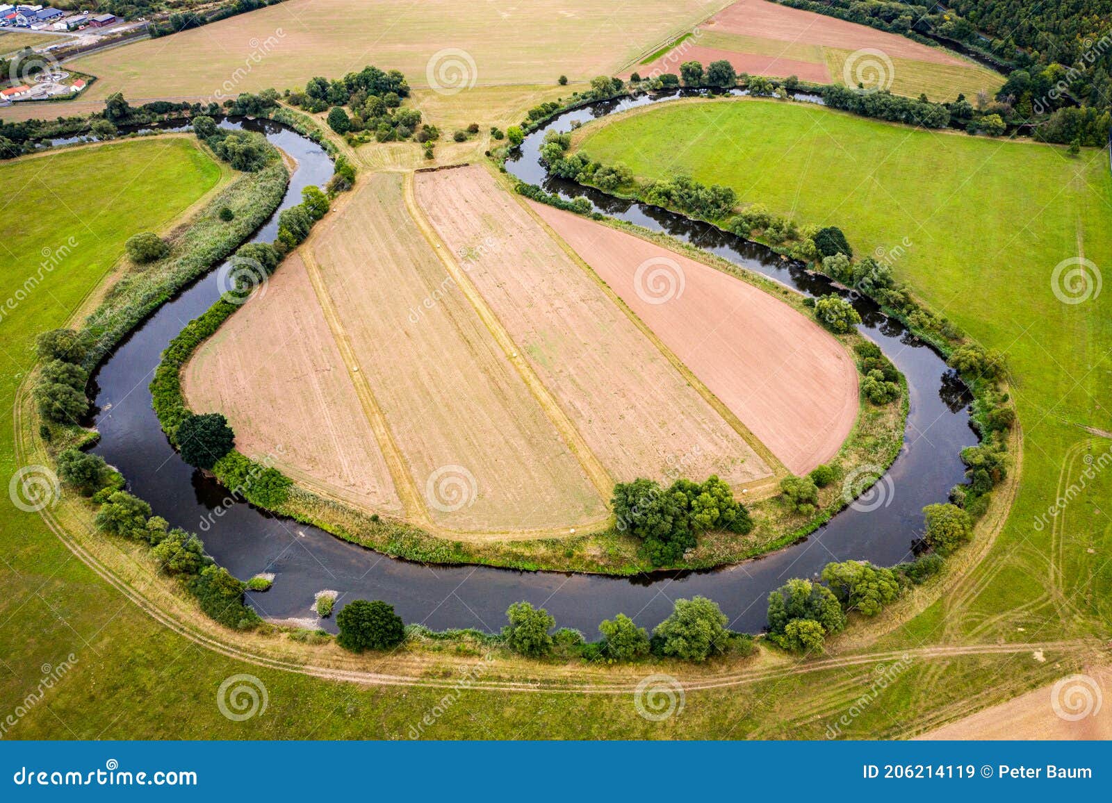 Round river meander stock image. Image of beautiful - 206214119