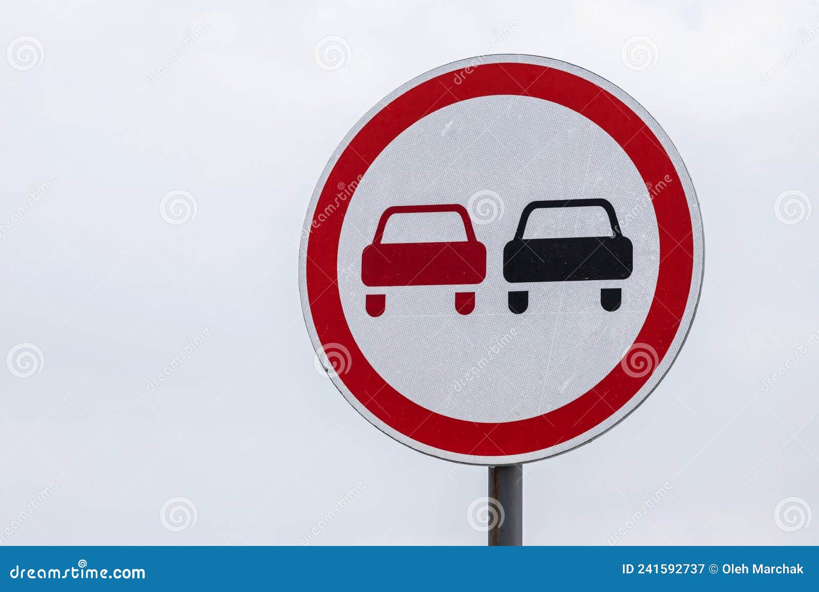Round Road Sign No Passing Isolated on White Stock Image - Image of ...