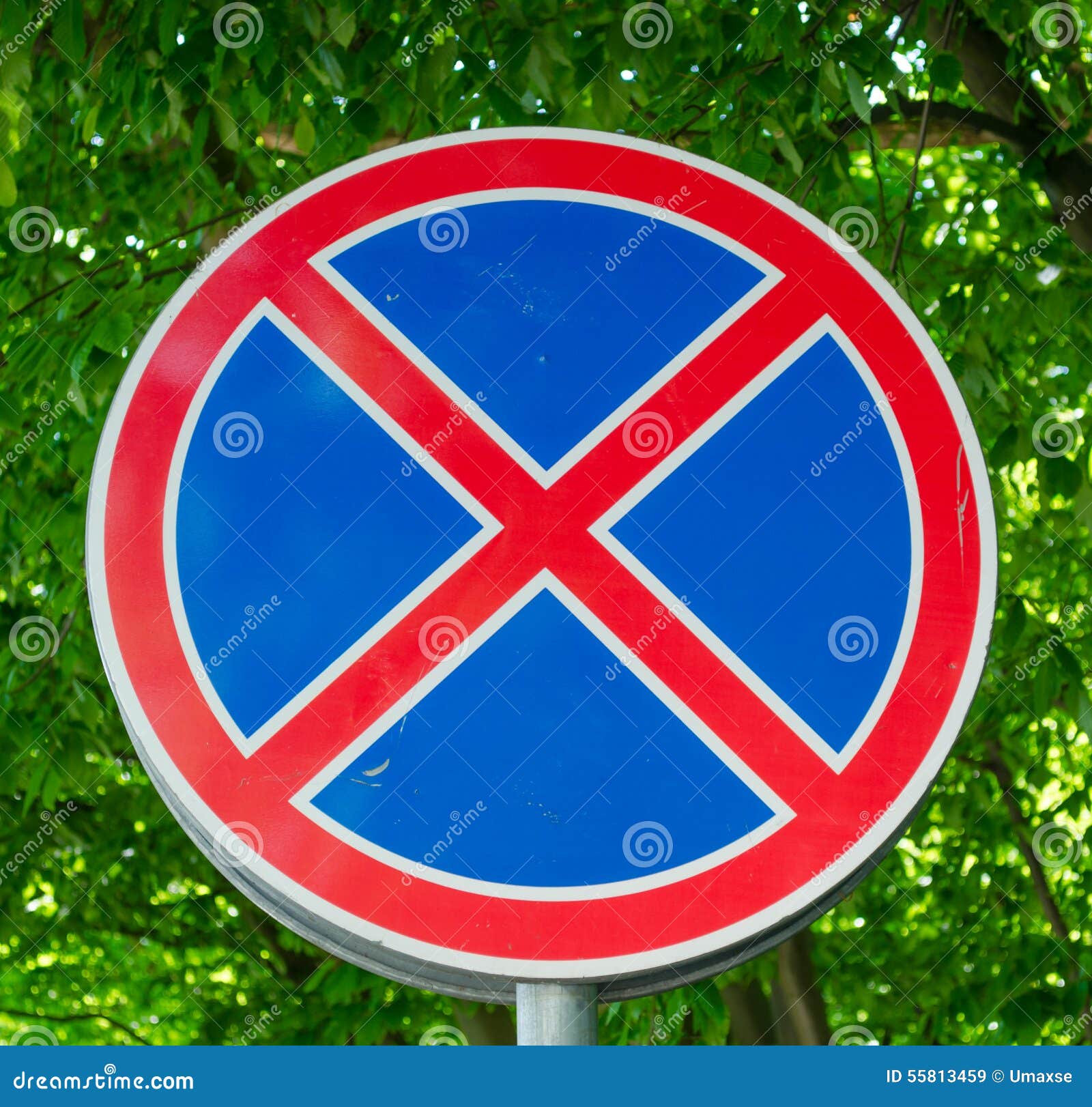 Round Road Sign, Standing is Prohibited. Stock Image - Image of object ...