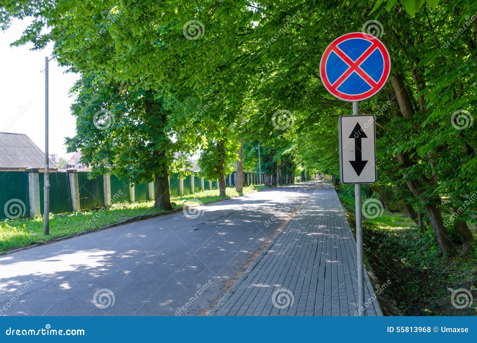 Round Road Sign, Standing is Prohibited. Stock Photo - Image of object ...