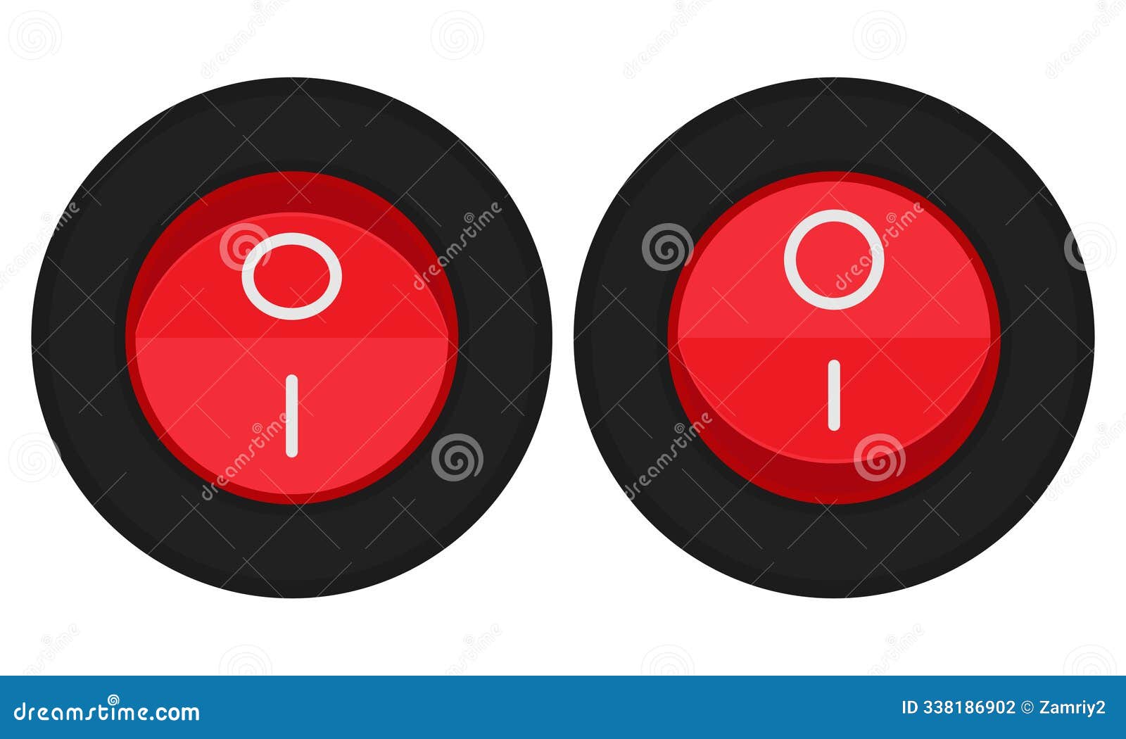 Round Rocker Switch with Red Button and White Markings on it Stock ...