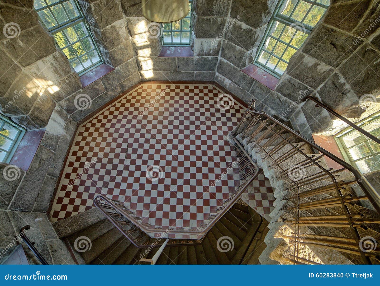 Round room in tower stock photo. Image of railing, staircase - 60283840