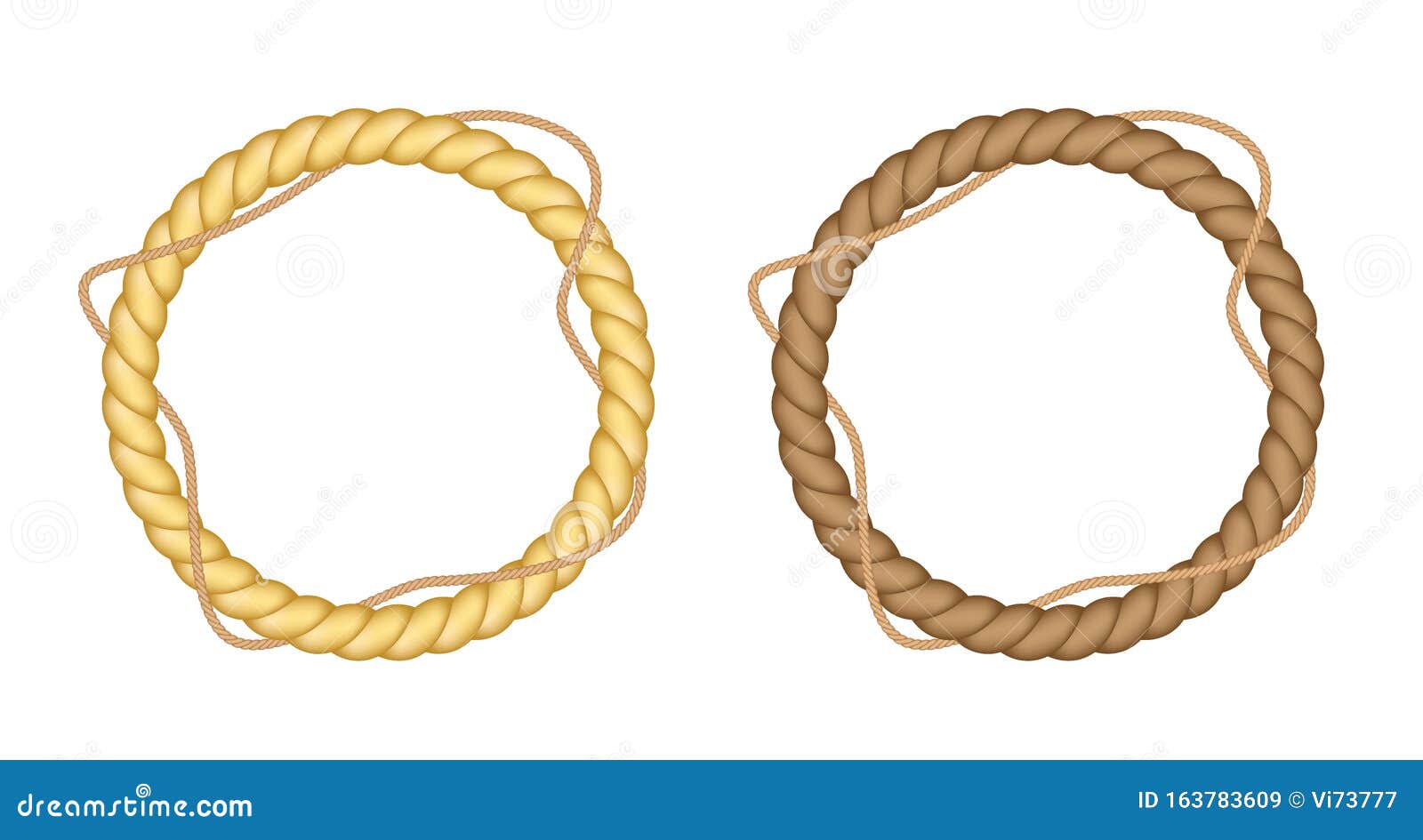 Round Rope Borders Set. Circle Vintage Frames. Vector Design Elements ...