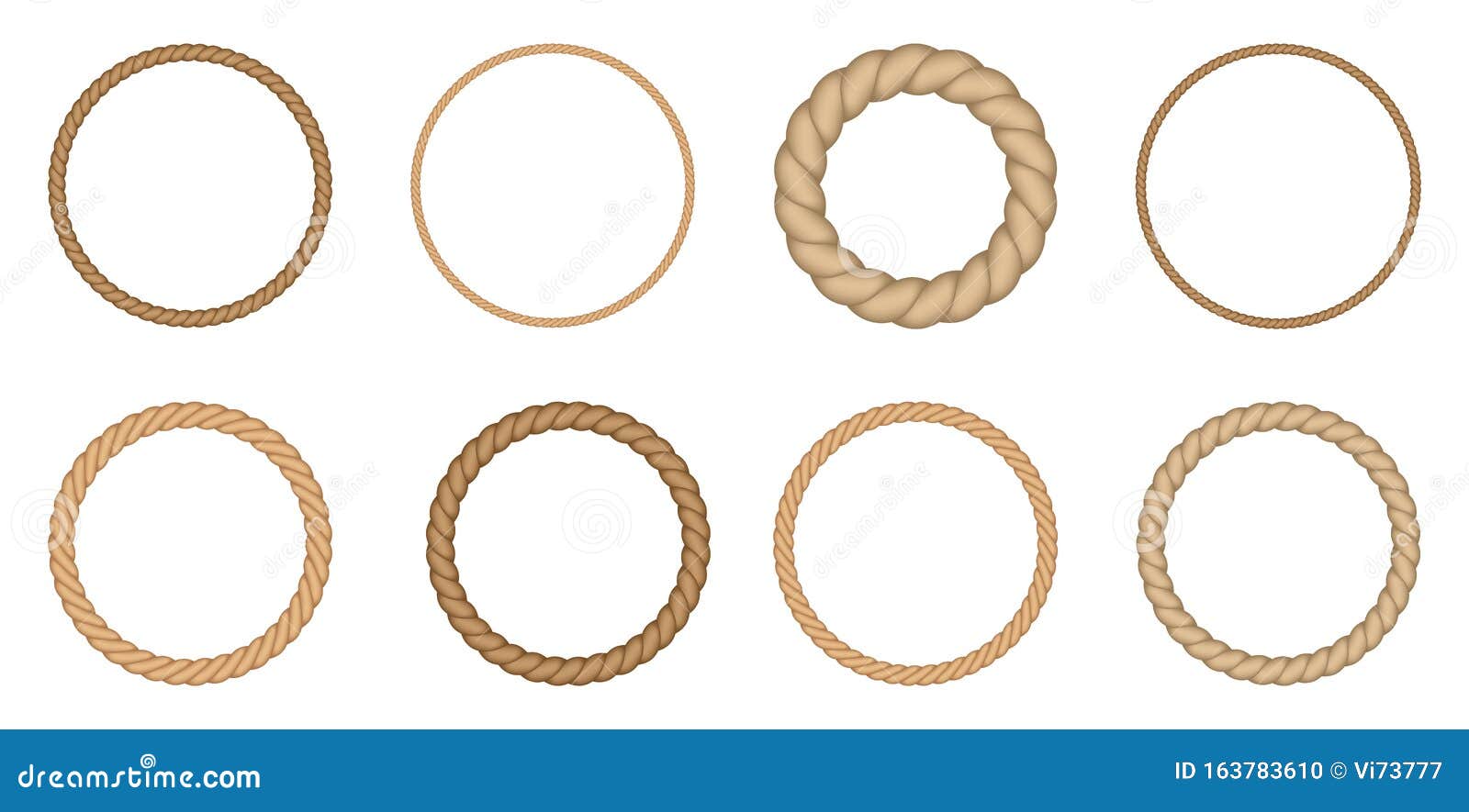Round Rope Frame. Circle Ropes, Rounded Border And Decorative Marine ...