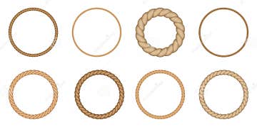 Round Rope Borders Set. Circle Vintage Frames. Vector Design Elements ...