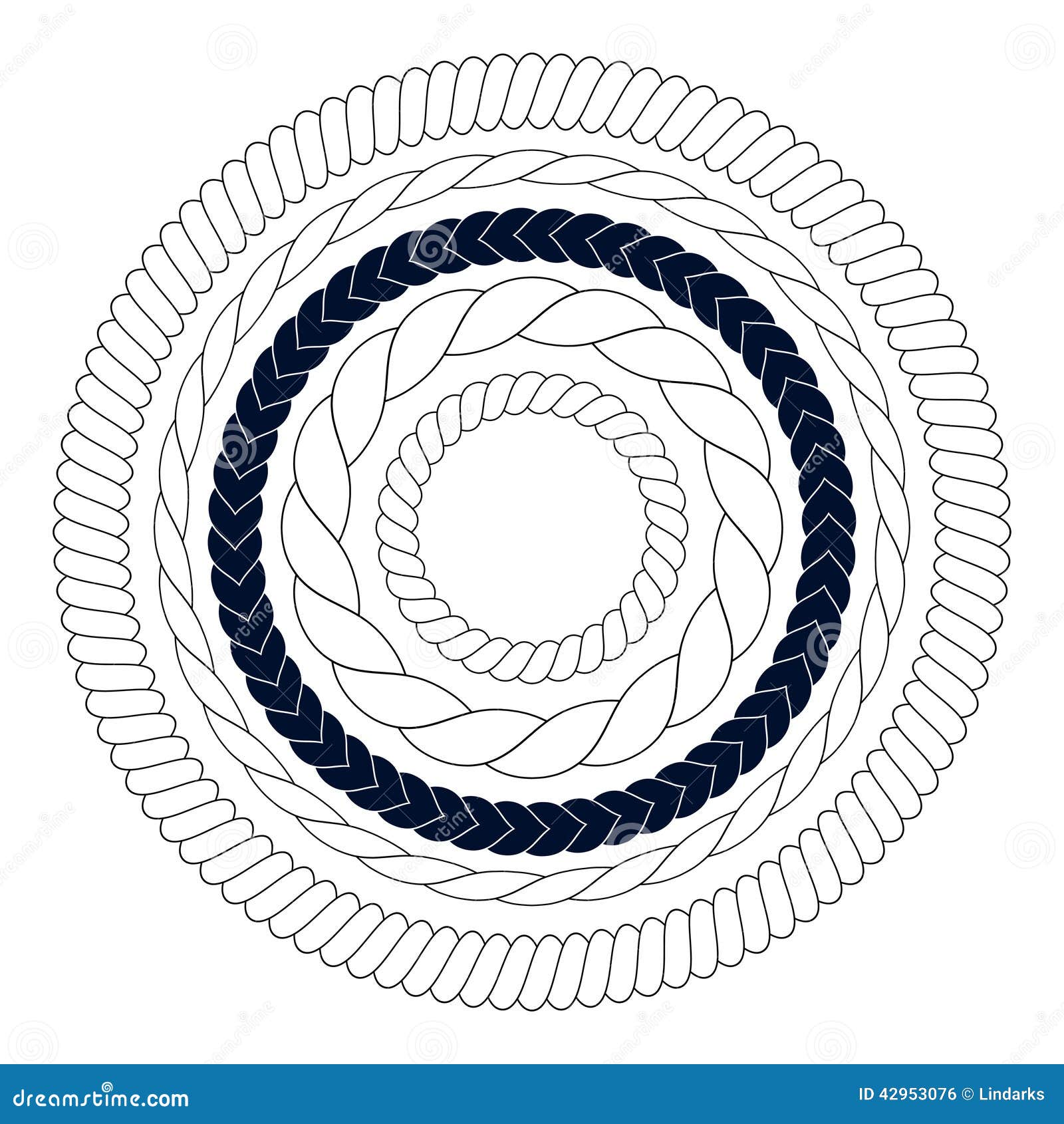 Round Rope Shapes. Circle Nautical Frame For Labels Decorative Sea Knot ...