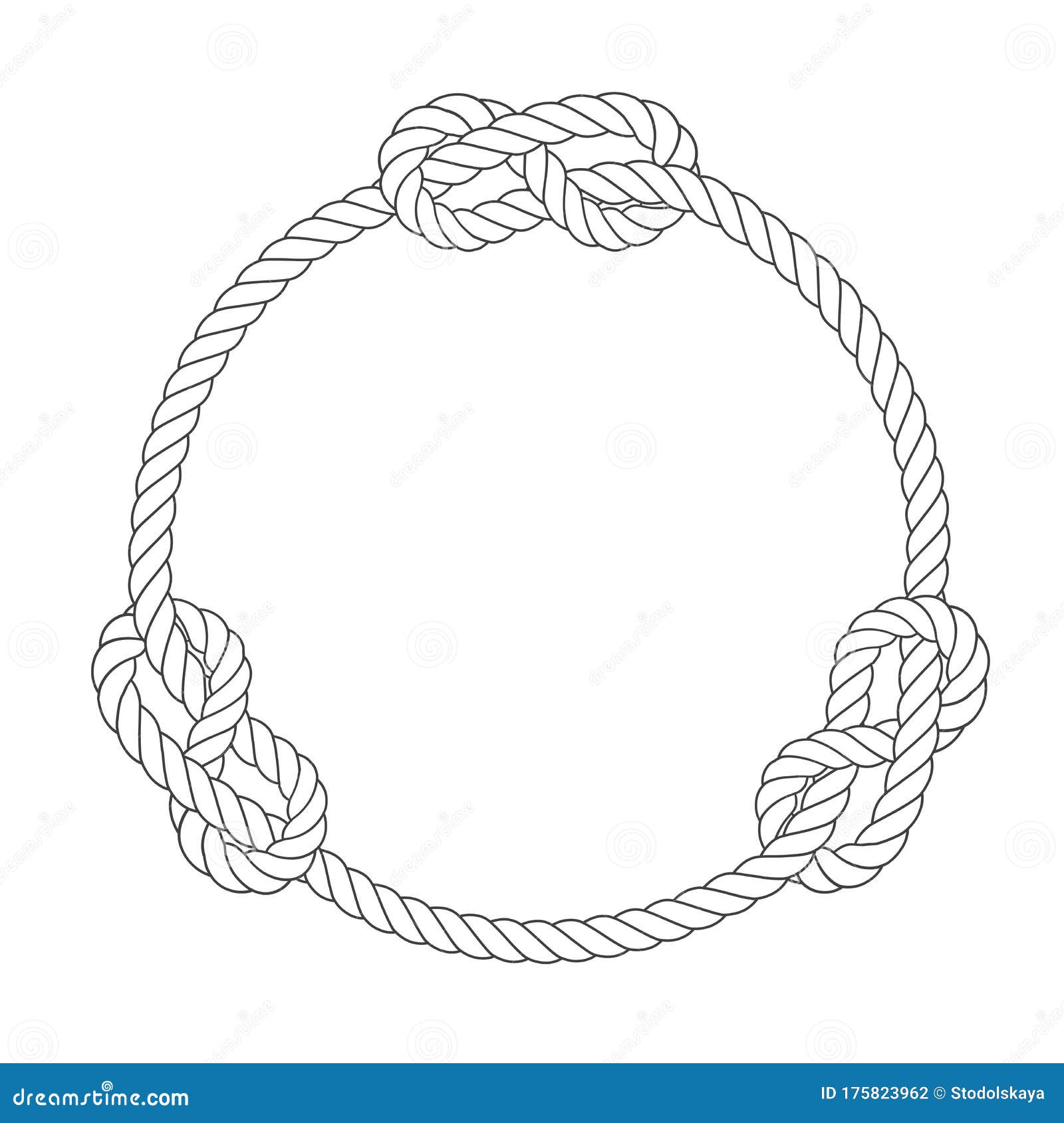 Round Rope Frame with Knots, Simple Style Line Rope Stock Vector ...
