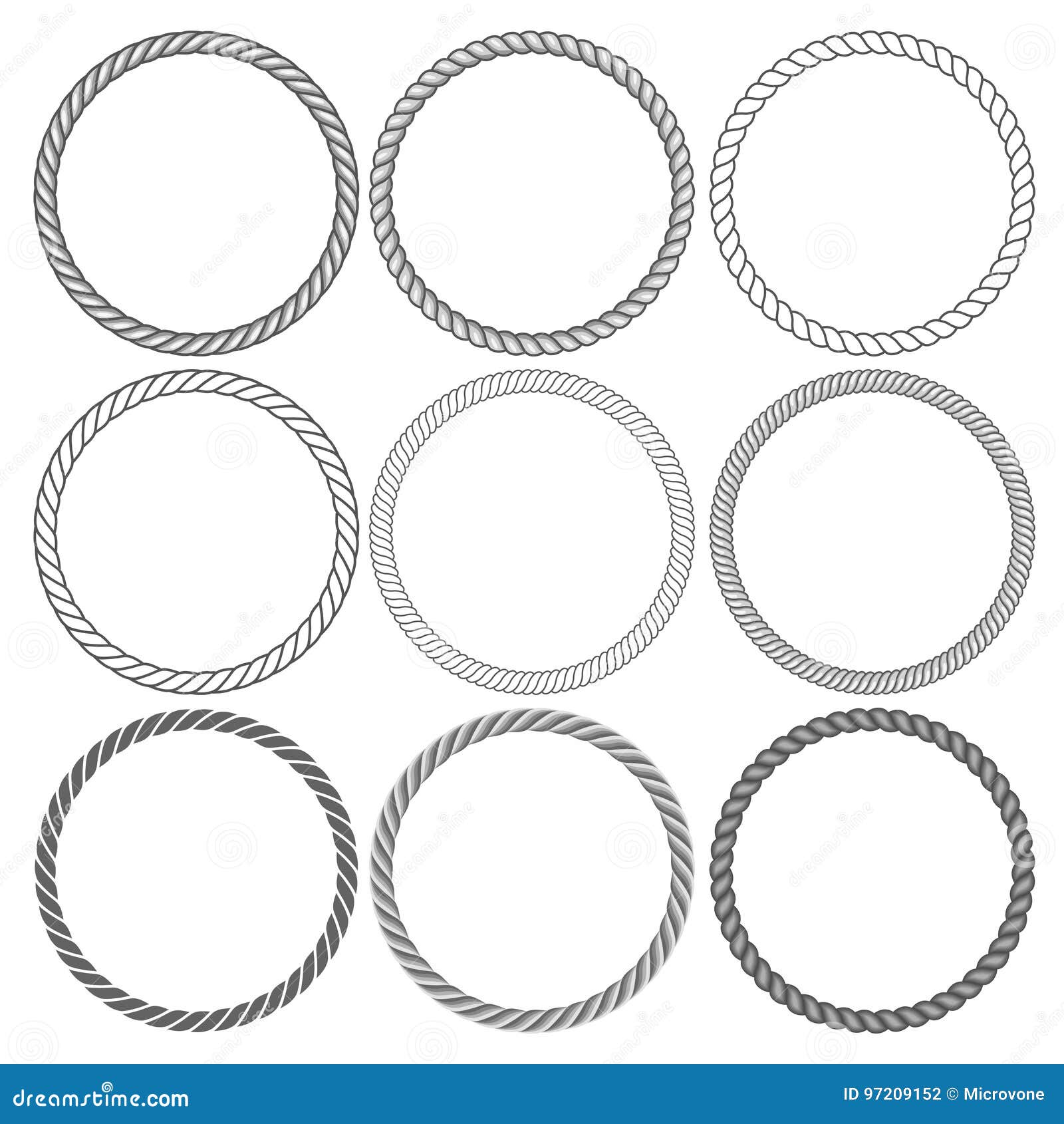Round Rope Frame. Circle Ropes, Rounded Border And Decorative Marine ...