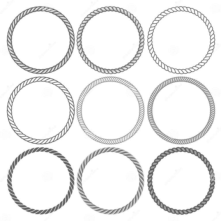 Round Rope Frames Collection on White Background Stock Vector ...