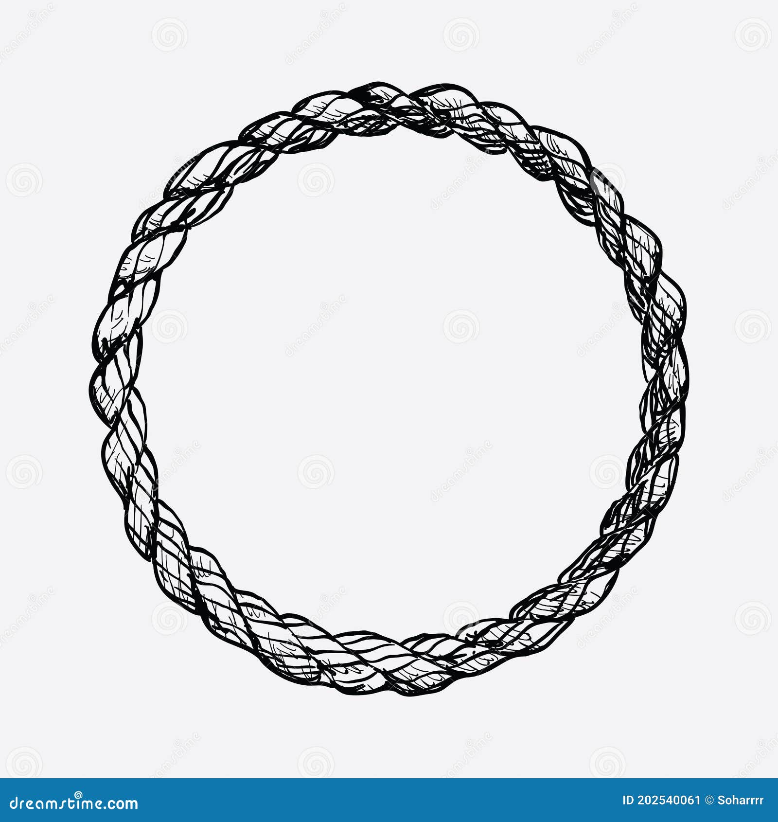 Round Rope Hand Drawn Frame Vector Template Illustration Stock Vector ...