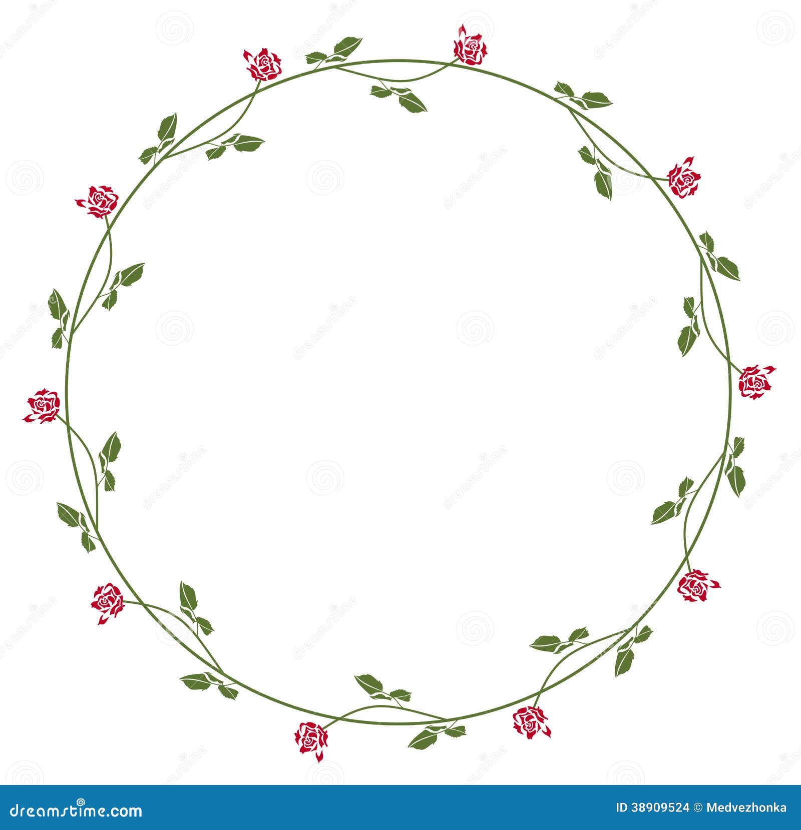Round roses frame stock illustration. Illustration of branch - 38909524