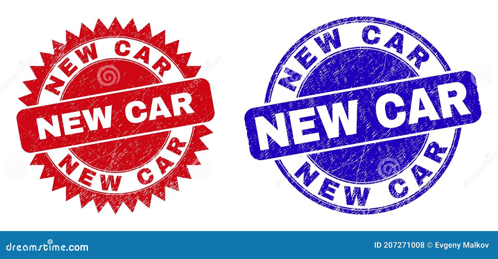 NEW CAR Round and Rosette Seals with Unclean Texture Stock Illustration ...