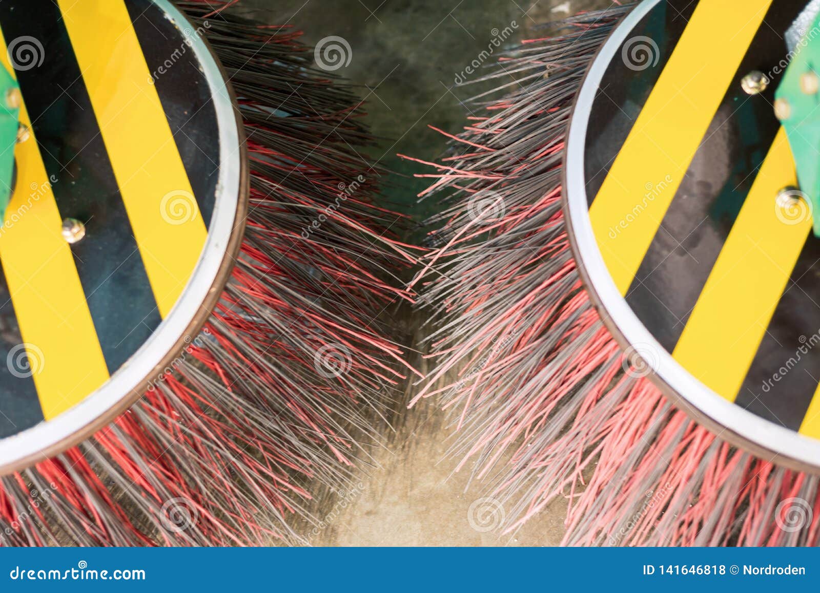 Round Rotating Brushes, Urban Sweeper. Close-up Stock Photo - Image of ...