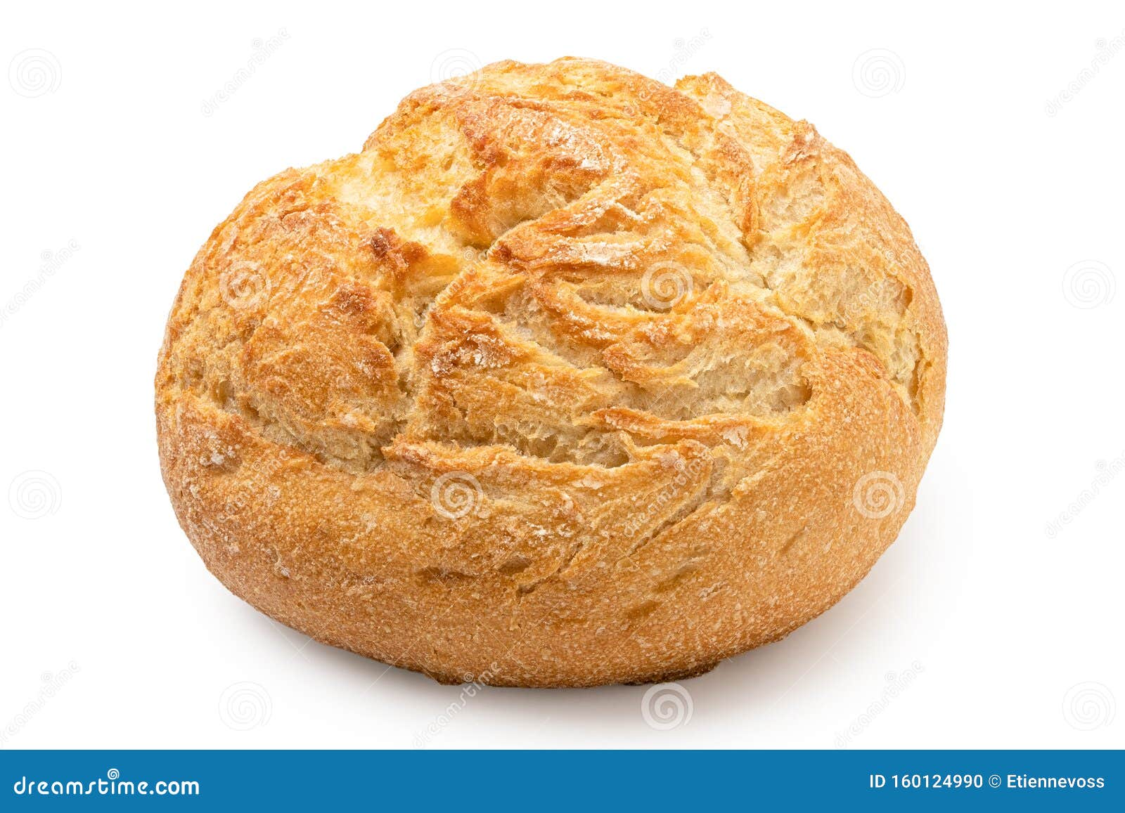 Round Rustic White Bread Roll Isolated on White Stock Photo - Image of ...
