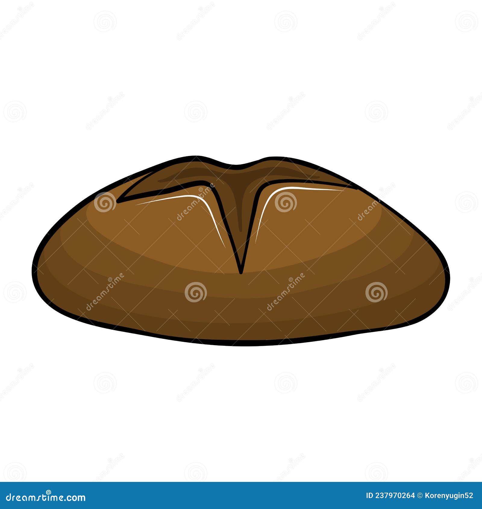 Round Rye Bread Hand Drawn in Cartoon Style Stock Vector - Illustration ...