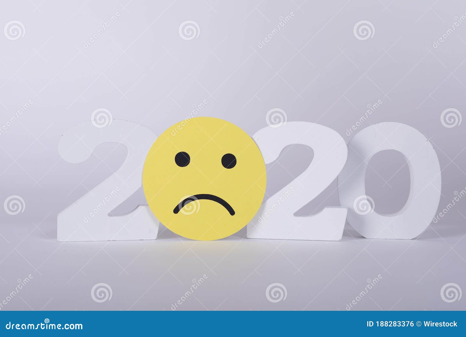 2020 with a Round Sad Emoji-the Concept of a Sad Year Stock ...
