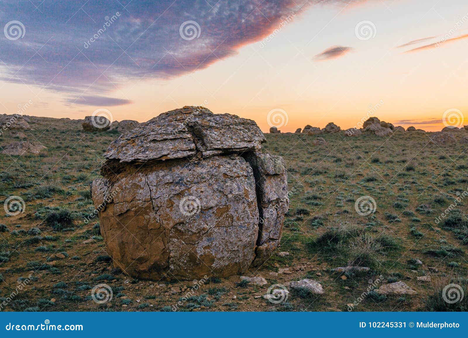 Round Sandstone Formation in the Desert in Western Kazakhstan Stock ...
