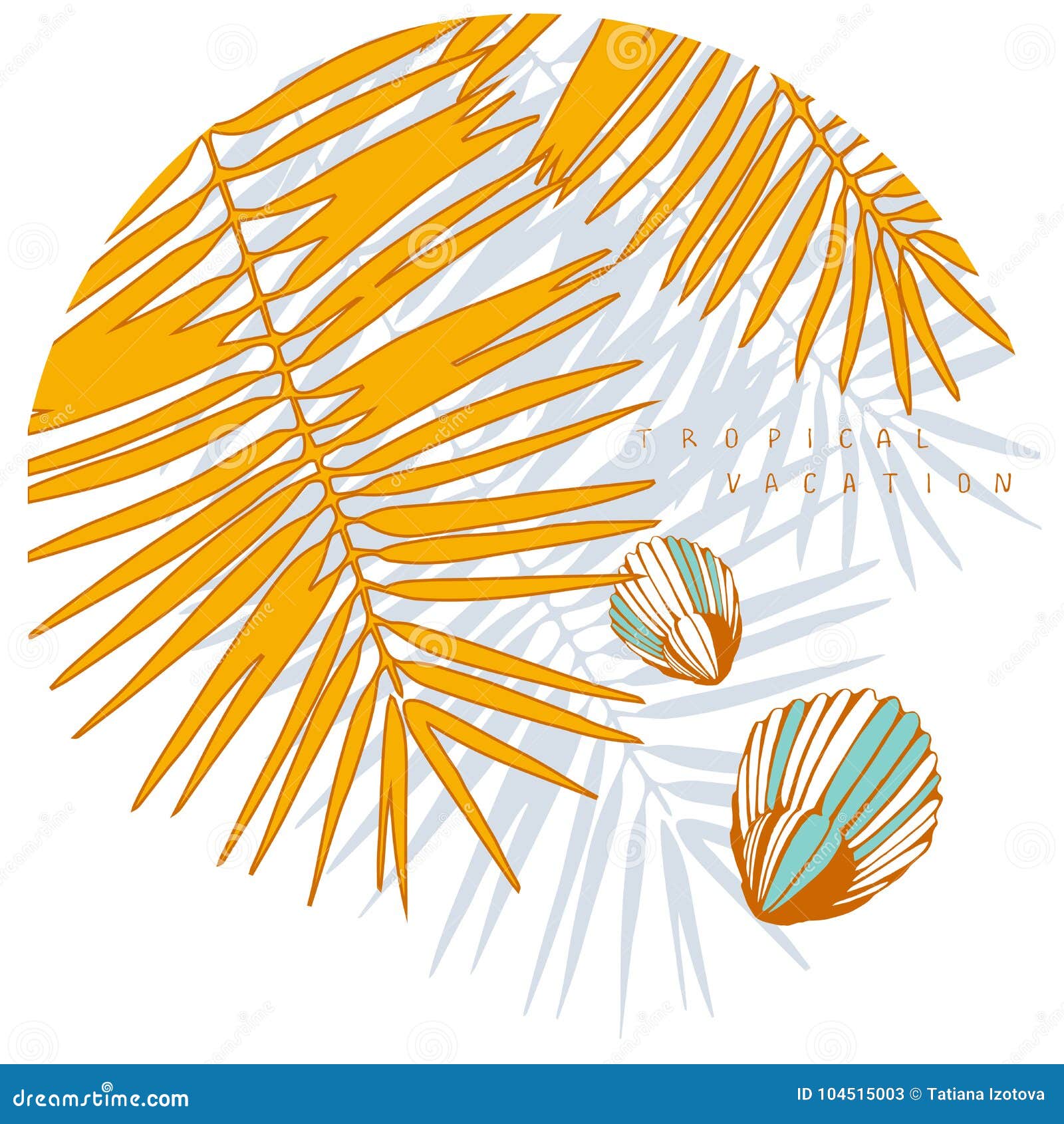 Round Sea Composition with Seashells, Palm Leaves and Shadows. Stock ... Round Sea Composition with Seashells, Palm Leaves and Shadows. Stock ...